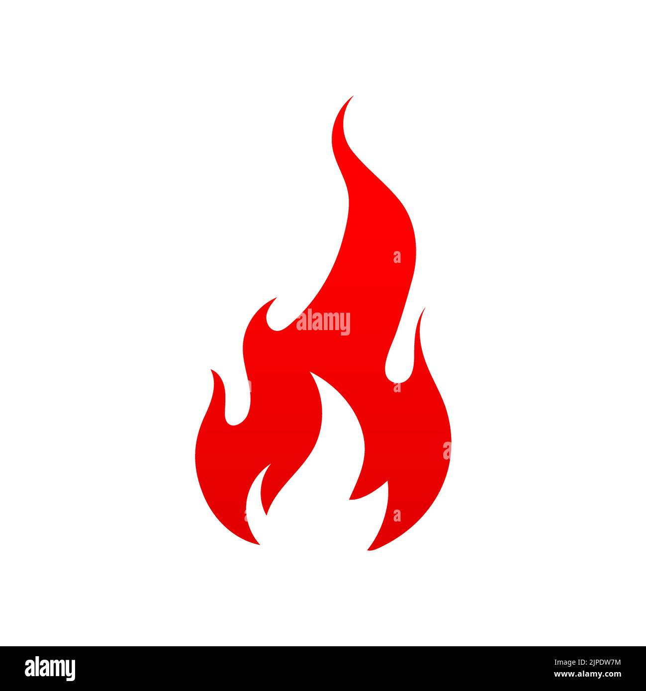 Red fire isolated vector icon, campfire or torch flame, burning bonfire ...