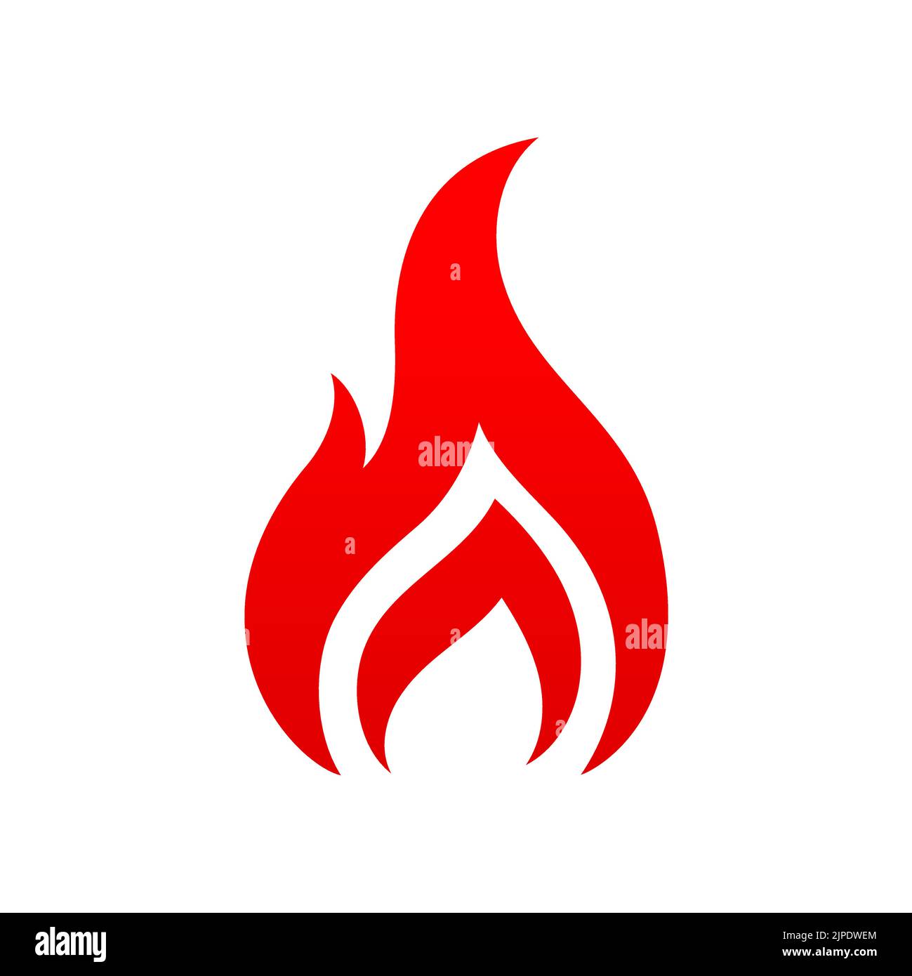 Red burning fire, isolated vector icon, torch flame, campfire symbol ...
