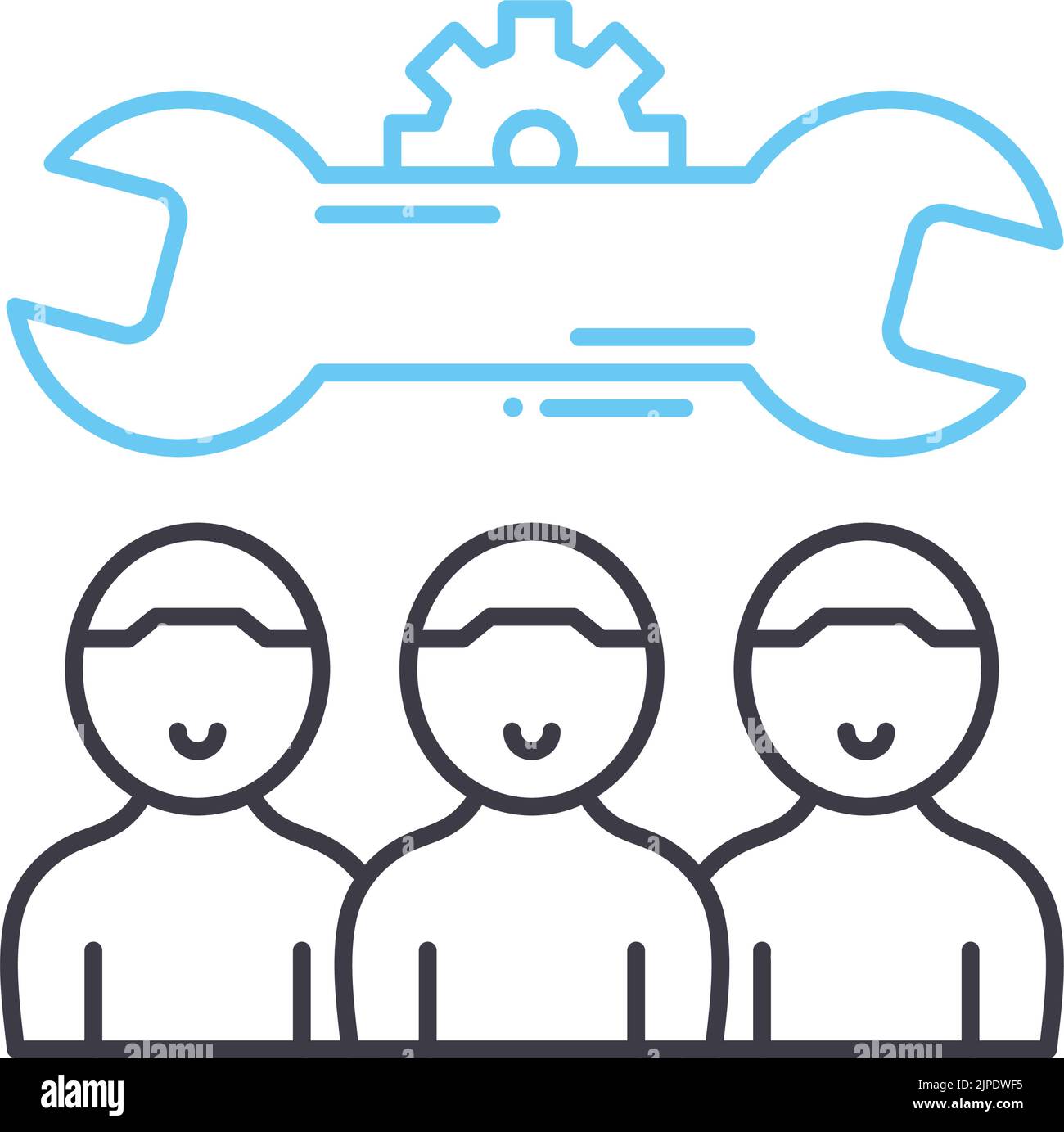 team skill line icon, outline symbol, vector illustration, concept sign ...