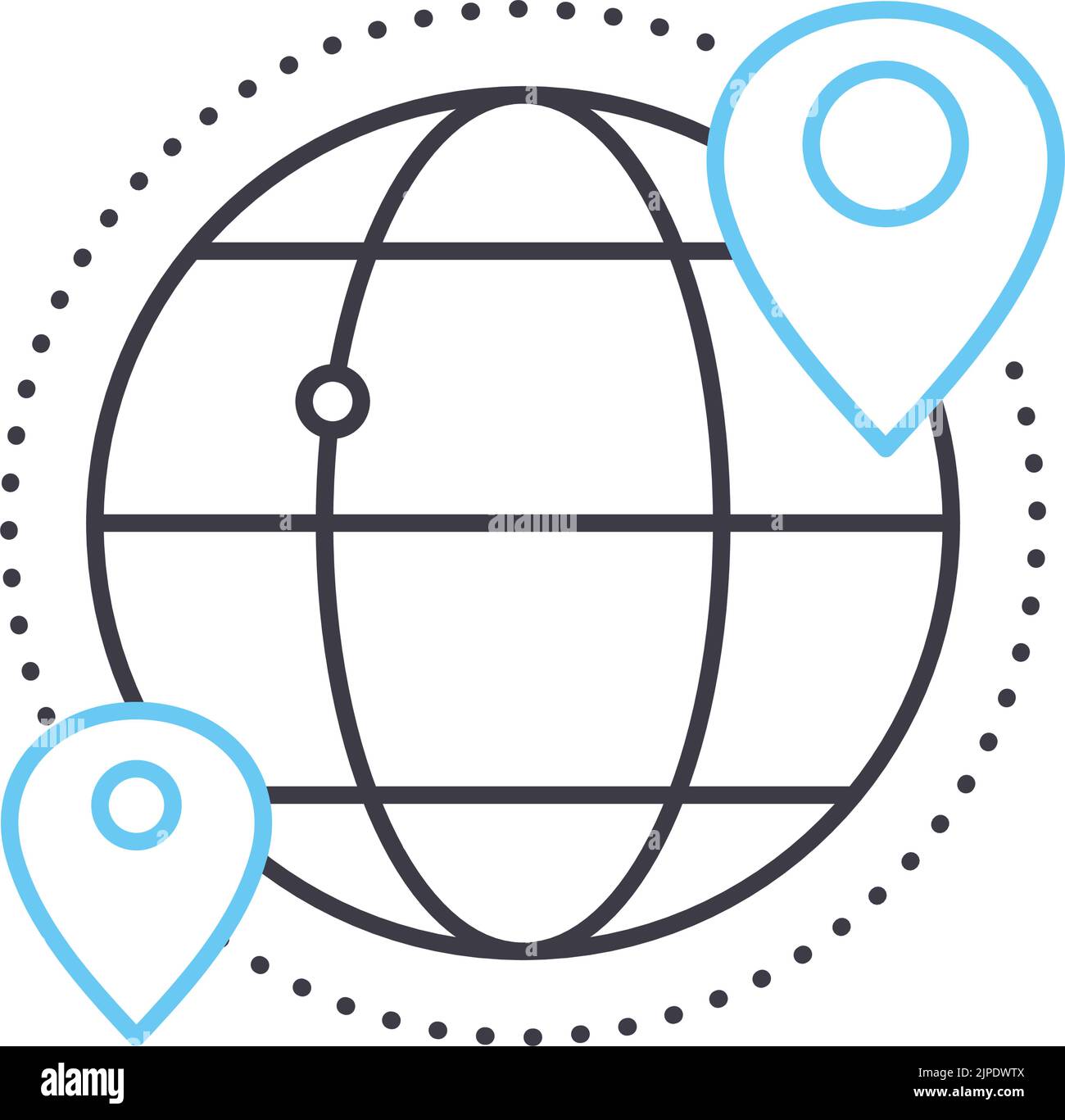 location line icon, outline symbol, vector illustration, concept sign ...