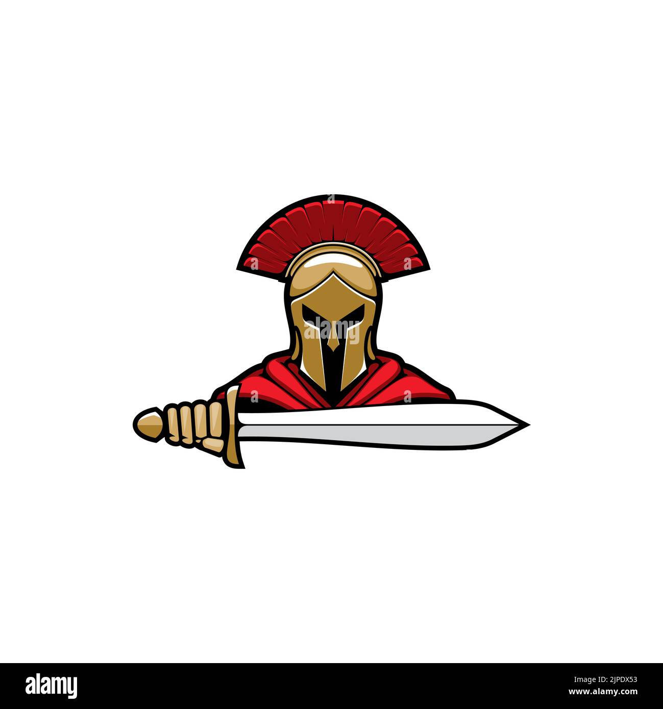 Soldier in helmet with mohawk, roman empire or greece warrior isolated ...