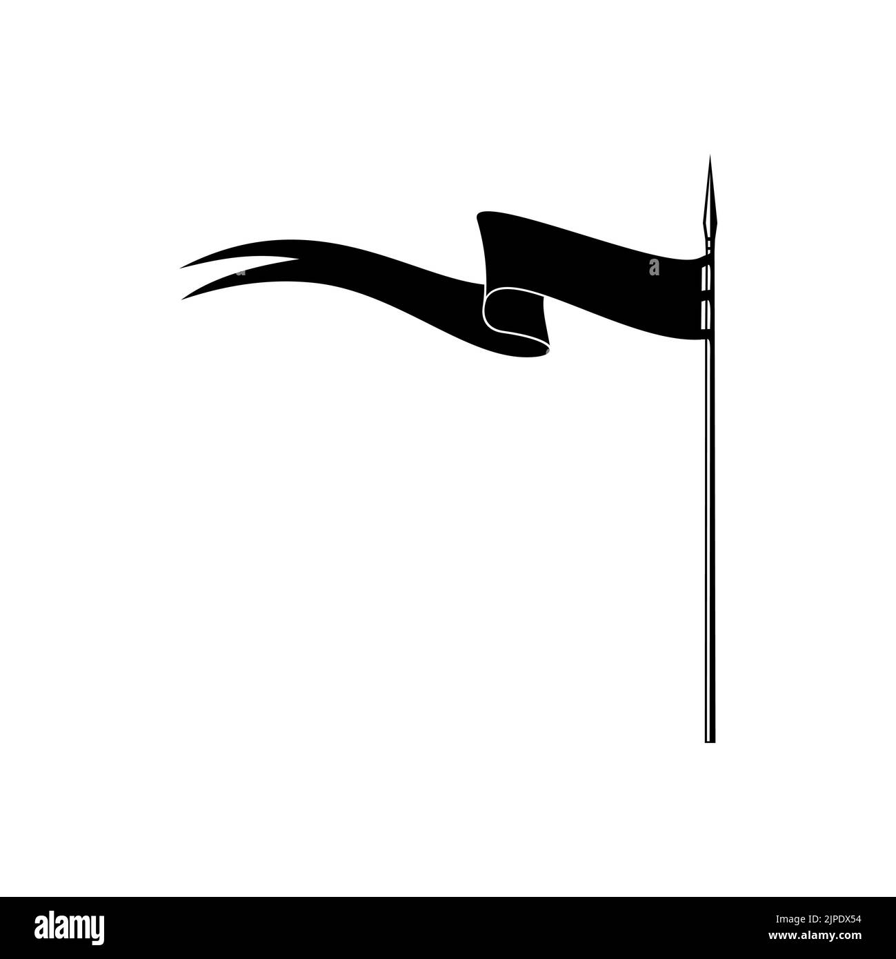 Retro medieval flag on handle isolated waving banner. Vector antique ...