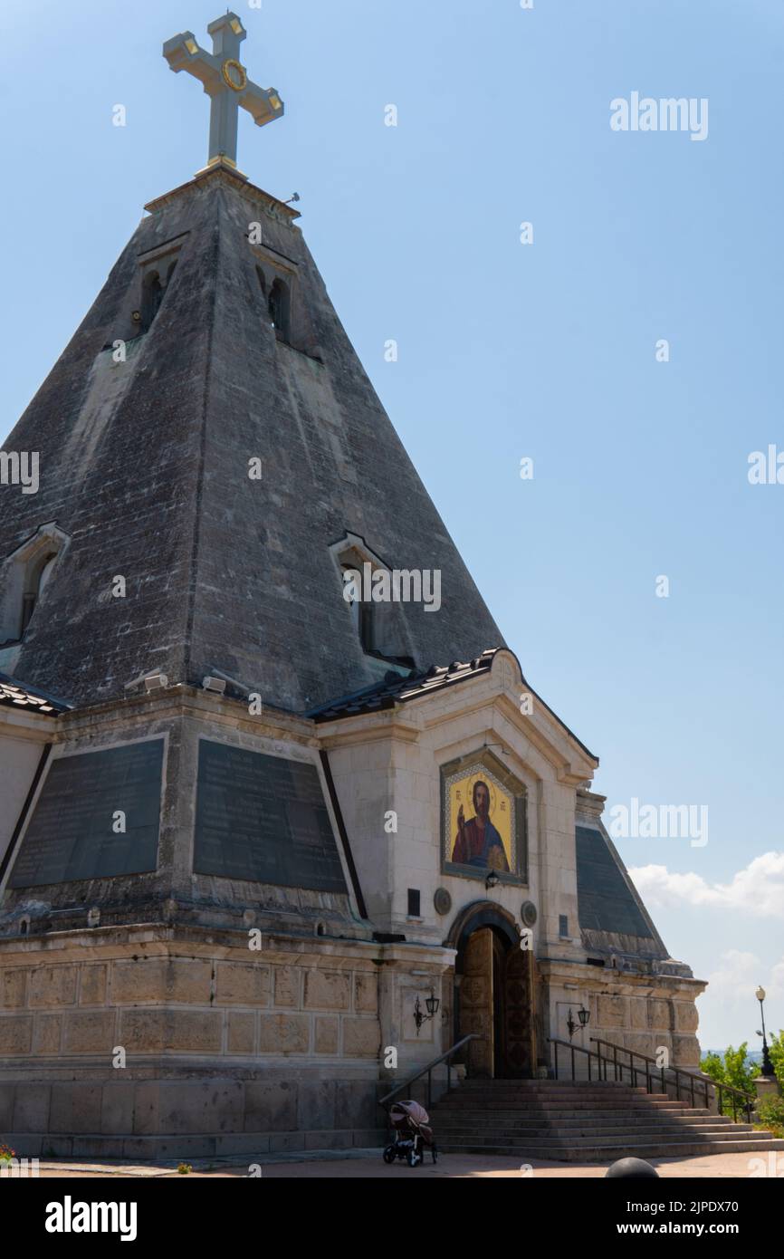 RUSSIA, CRIMEA - JUL 09, 2022: Sevastopol nicholas cemetery church ...