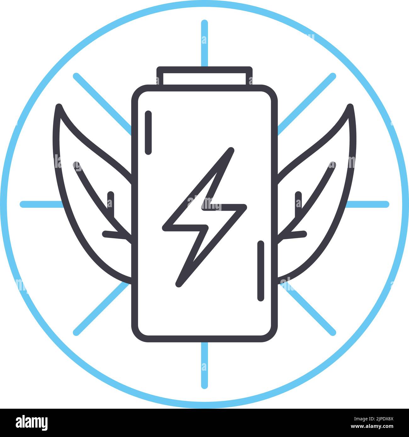 green battery line icon, outline symbol, vector illustration, concept ...