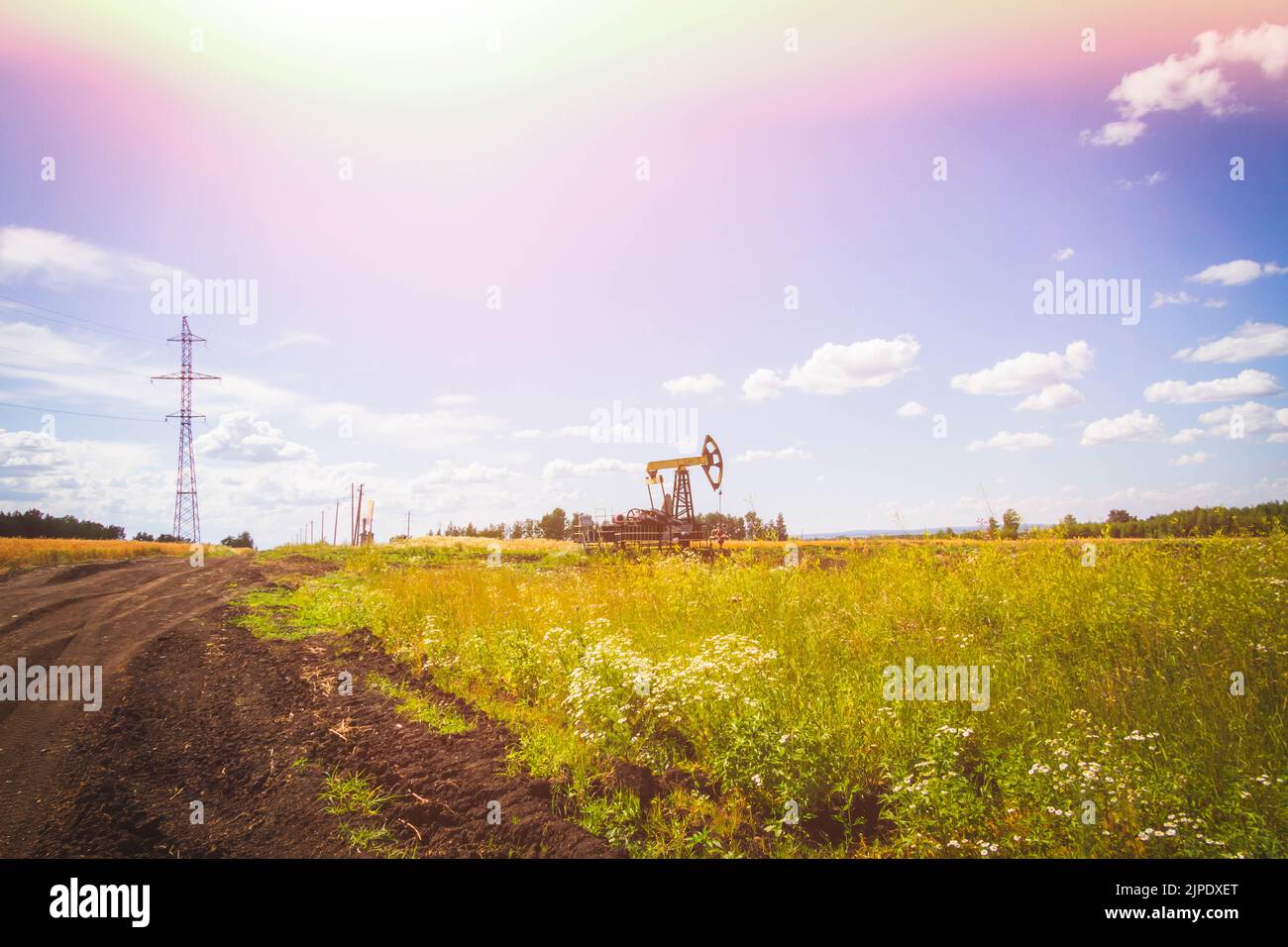 Oil injection. Oil production plant. Gas production. Oilfield site ...