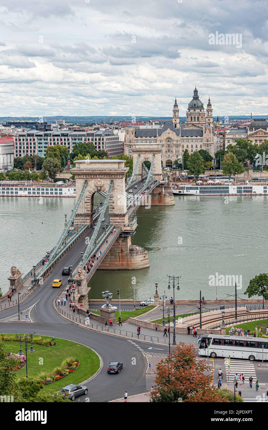 The Chain Bridge Szechenyi Lanchid in Budapest. Budapest Hungary Stock ...