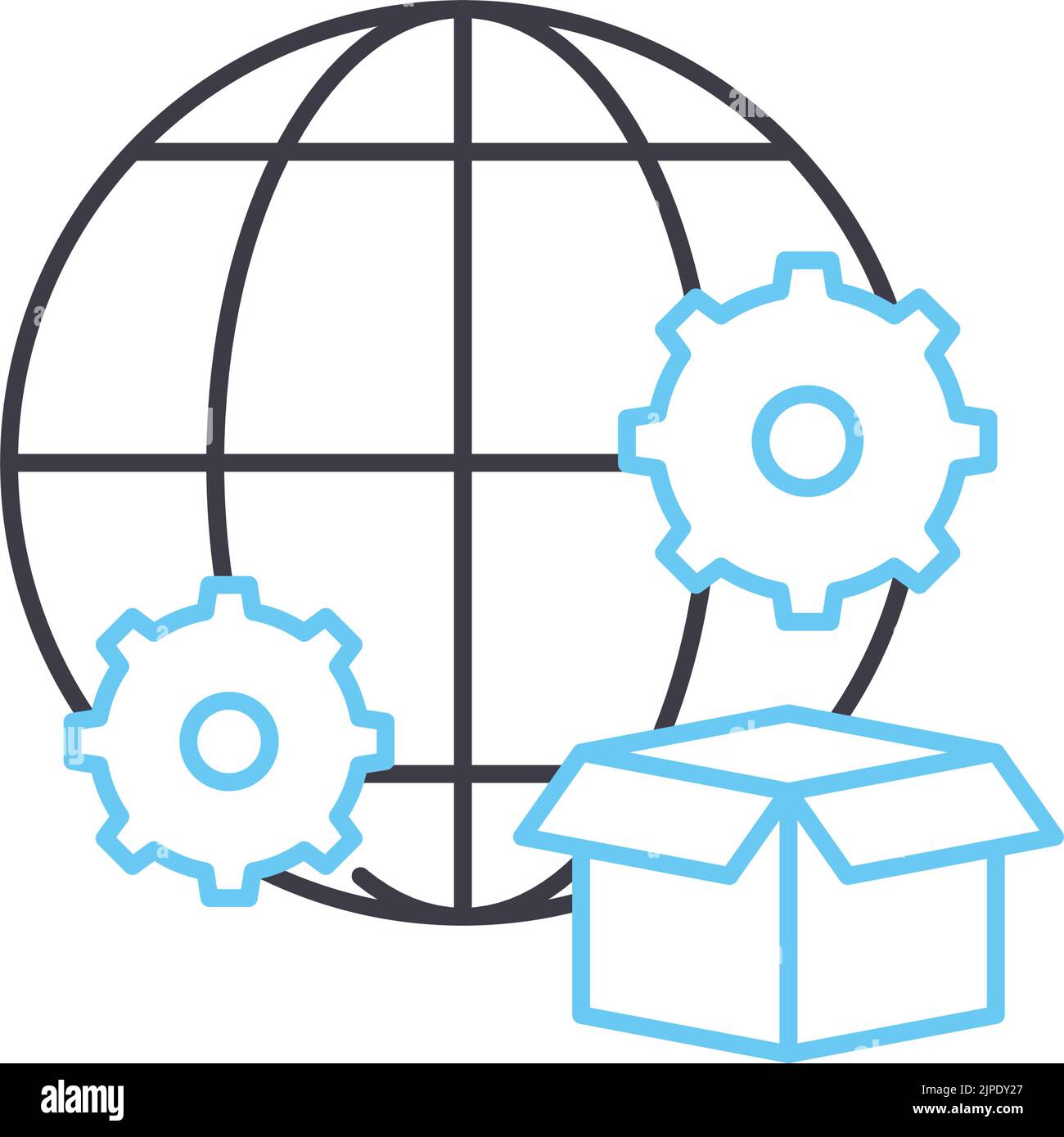 global services line icon, outline symbol, vector illustration, concept ...