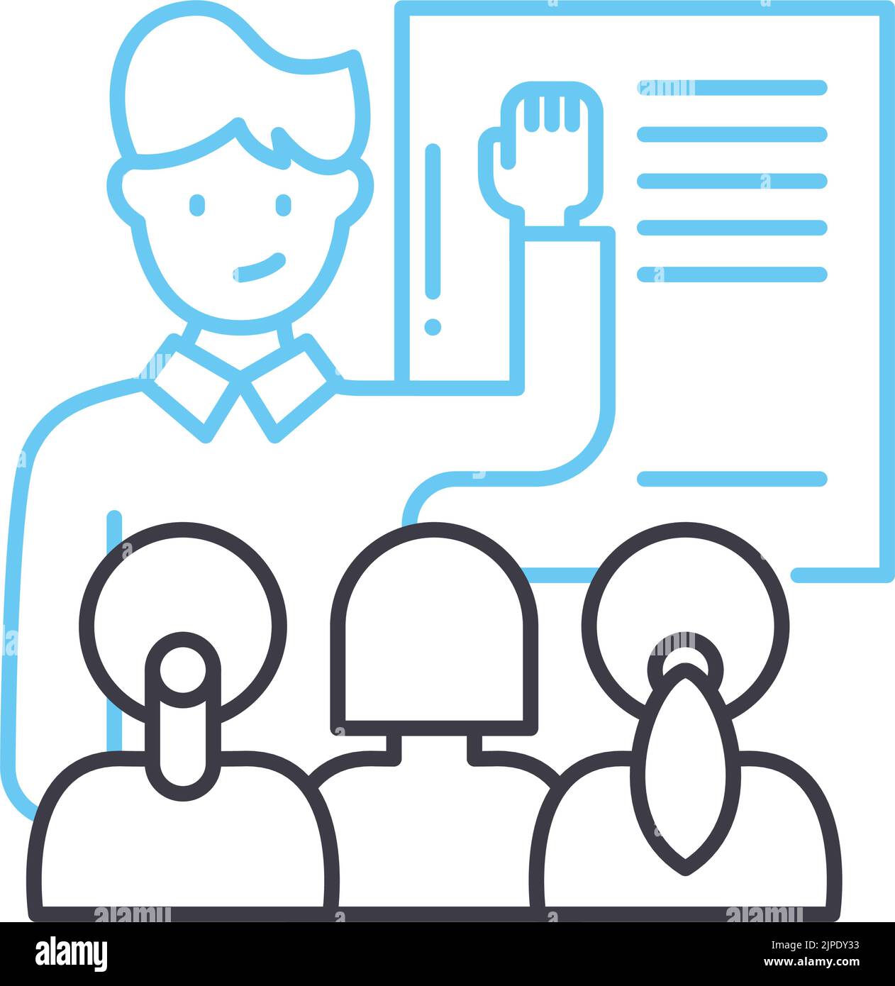 team conference line icon, outline symbol, vector illustration, concept ...