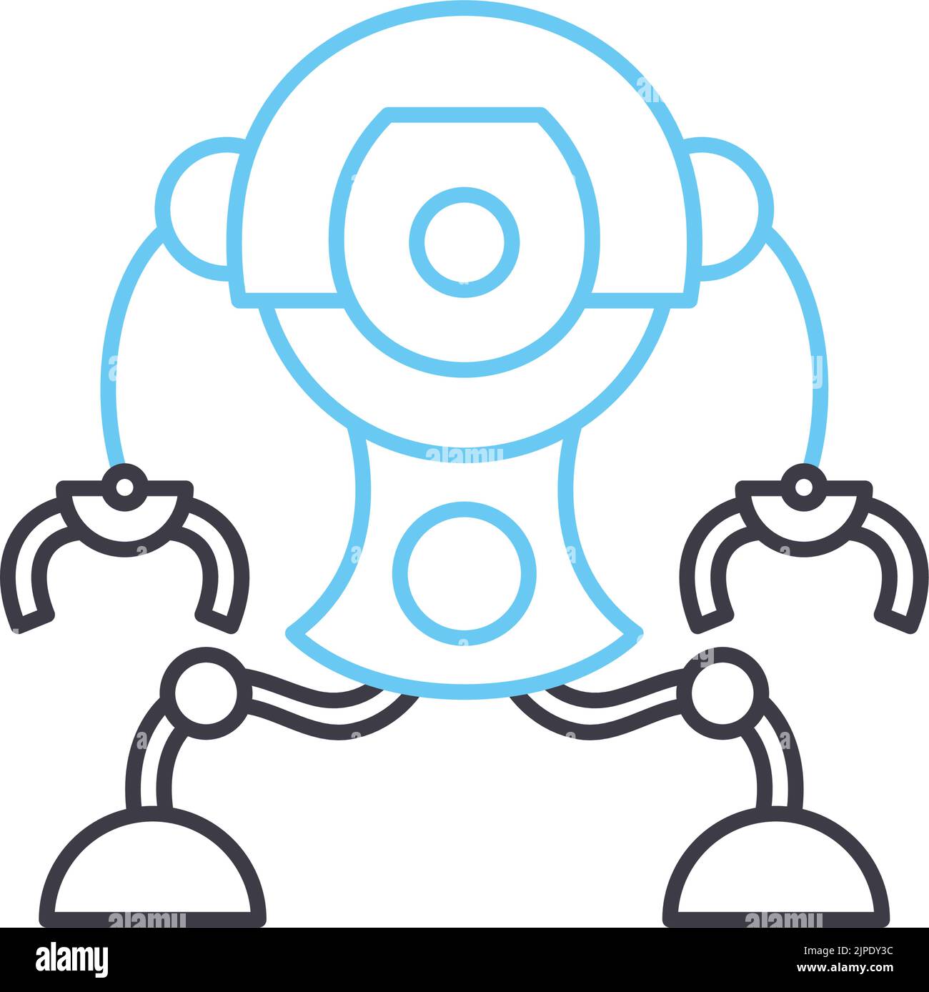 robot line icon, outline symbol, vector illustration, concept sign ...