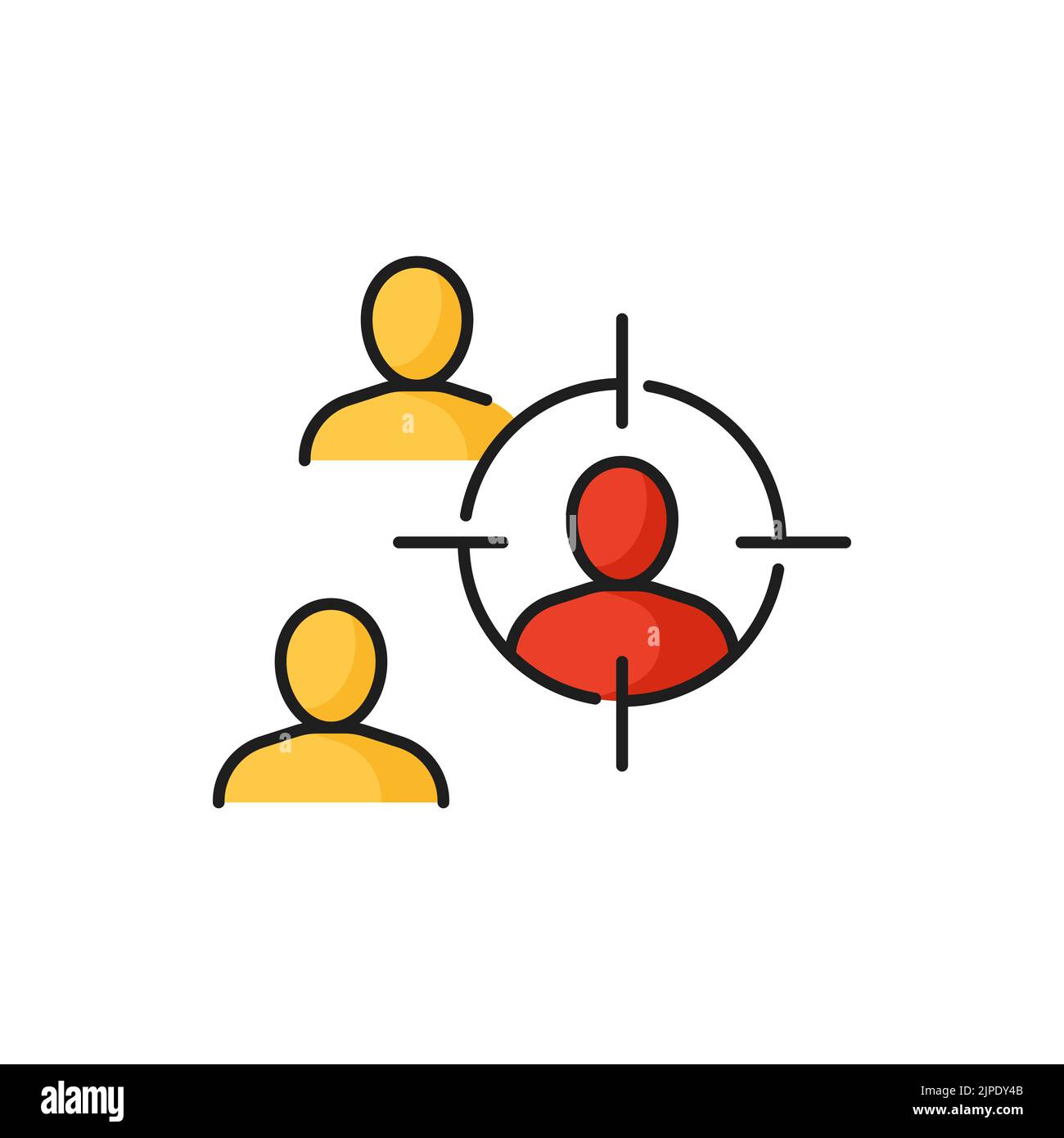 Headhunting and marketing targeting color outline icon. Customers ...