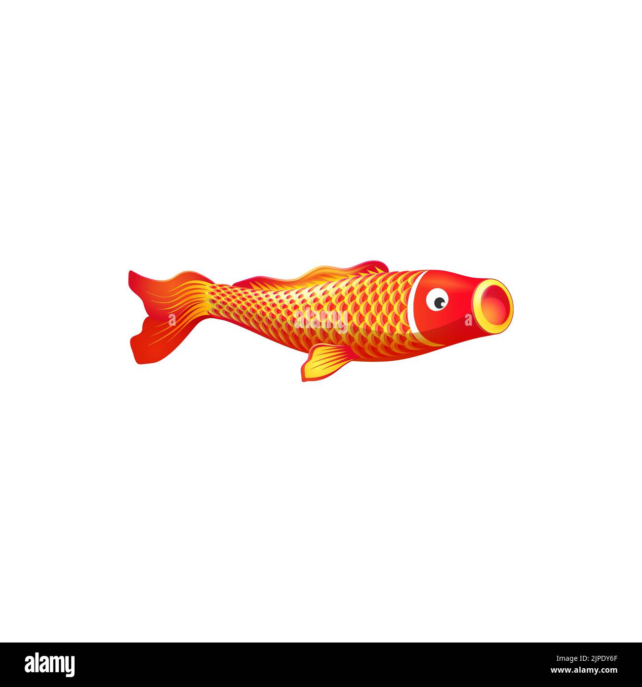 Chinese gold fish vector icon, koi carp of golden and red colors ...