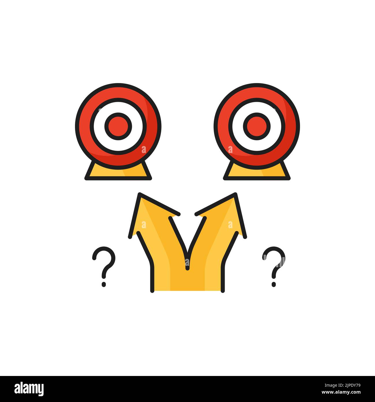 Choosing Business Goals Color Outline Icon With Two Arrows Pointing On