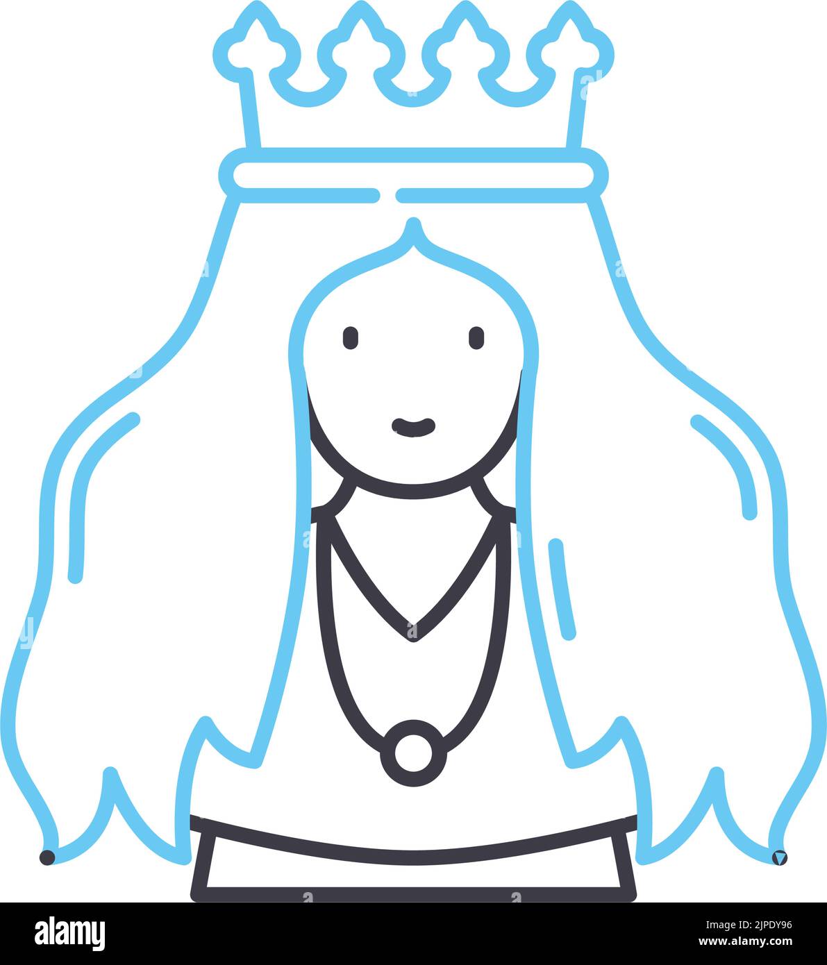 queen line icon, outline symbol, vector illustration, concept sign ...