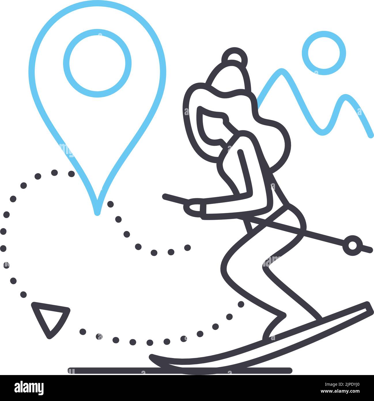 get directions line icon, outline symbol, vector illustration, concept ...