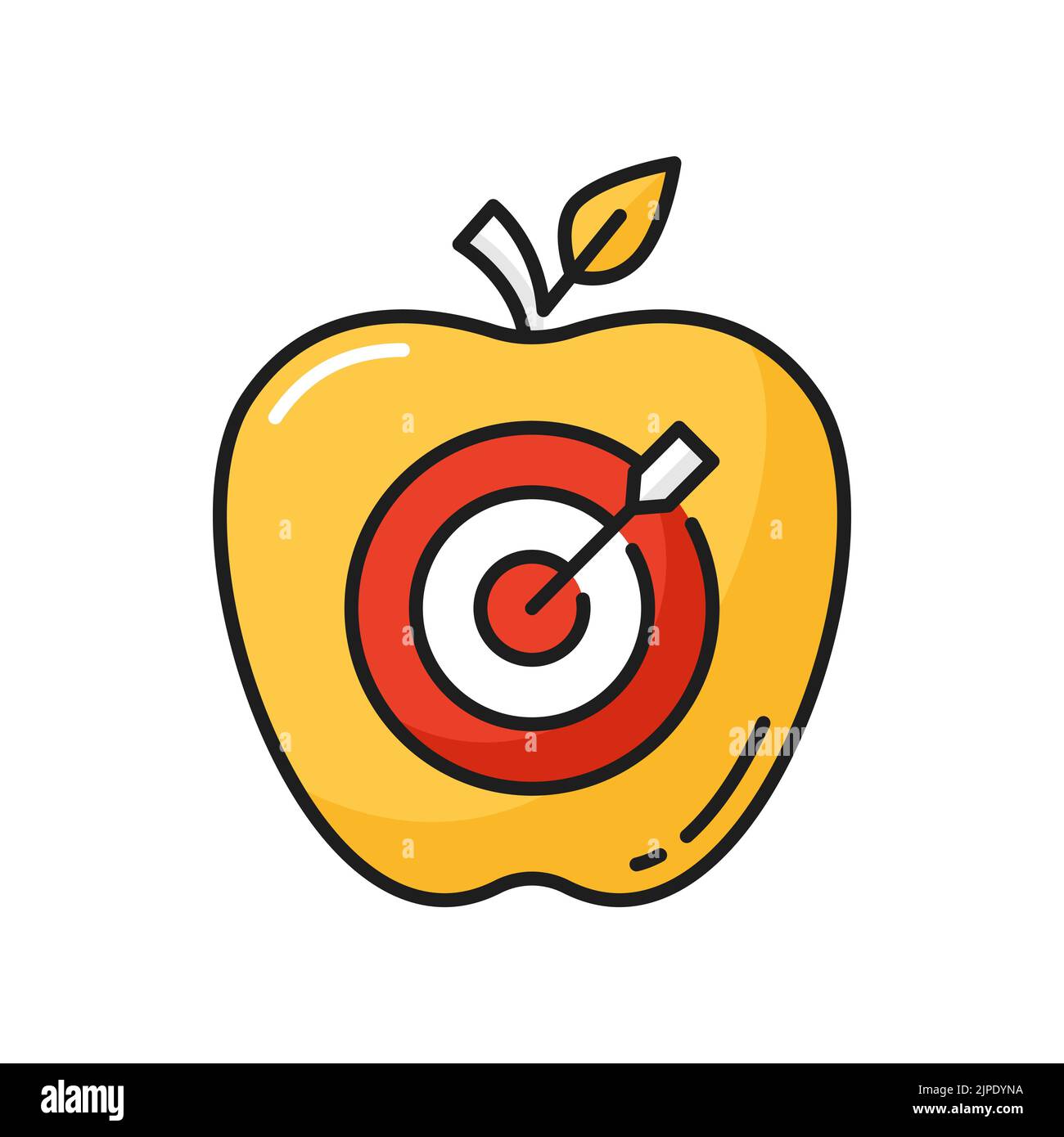 Achieving business goals color outline icon with arrow in apple ...