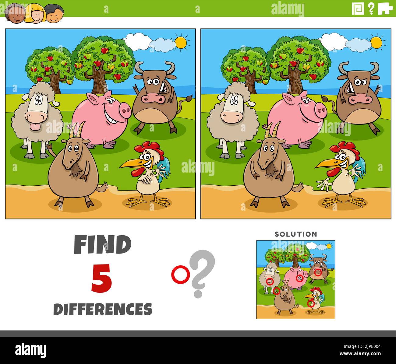 Cartoon illustration of finding the differences between pictures ...