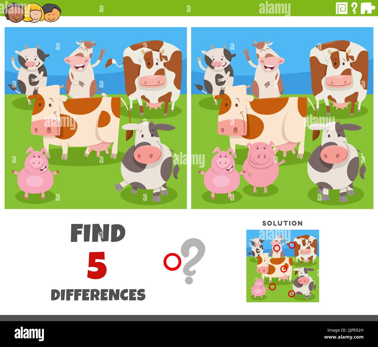 Cartoon illustration of finding the differences between pictures ...