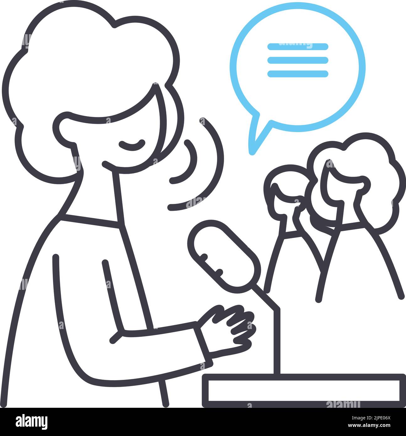 pr specialist female line icon, outline symbol, vector illustration ...