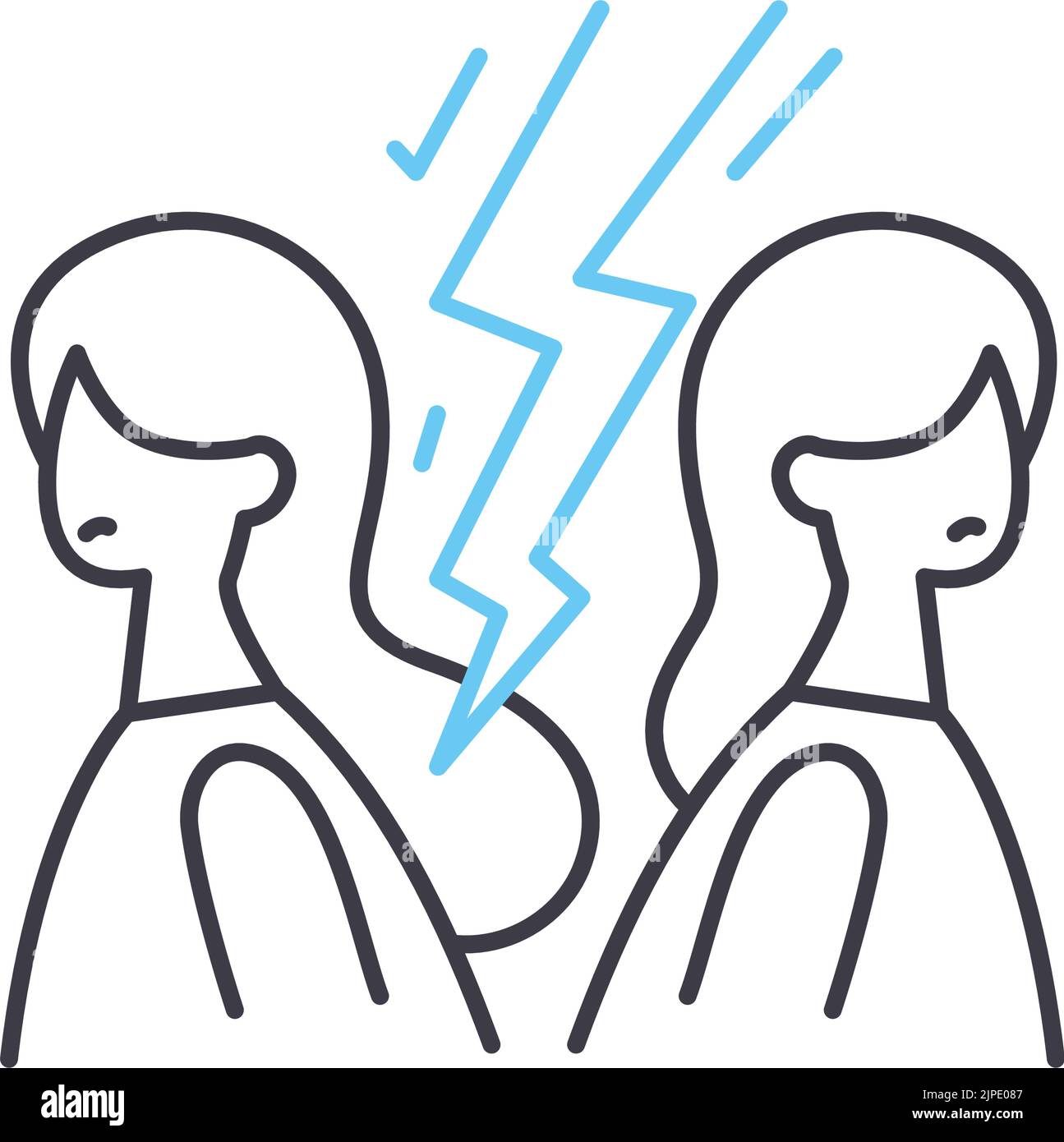 relationship conflict line icon, outline symbol, vector illustration ...