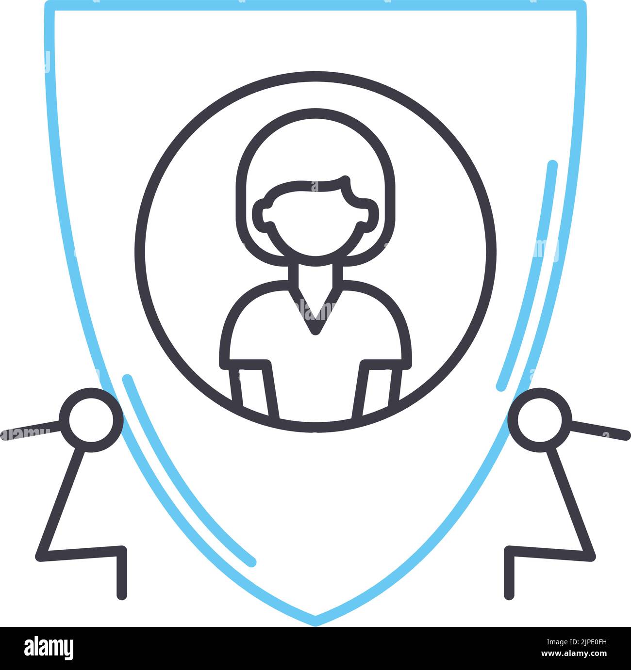 personnel security line icon, outline symbol, vector illustration ...