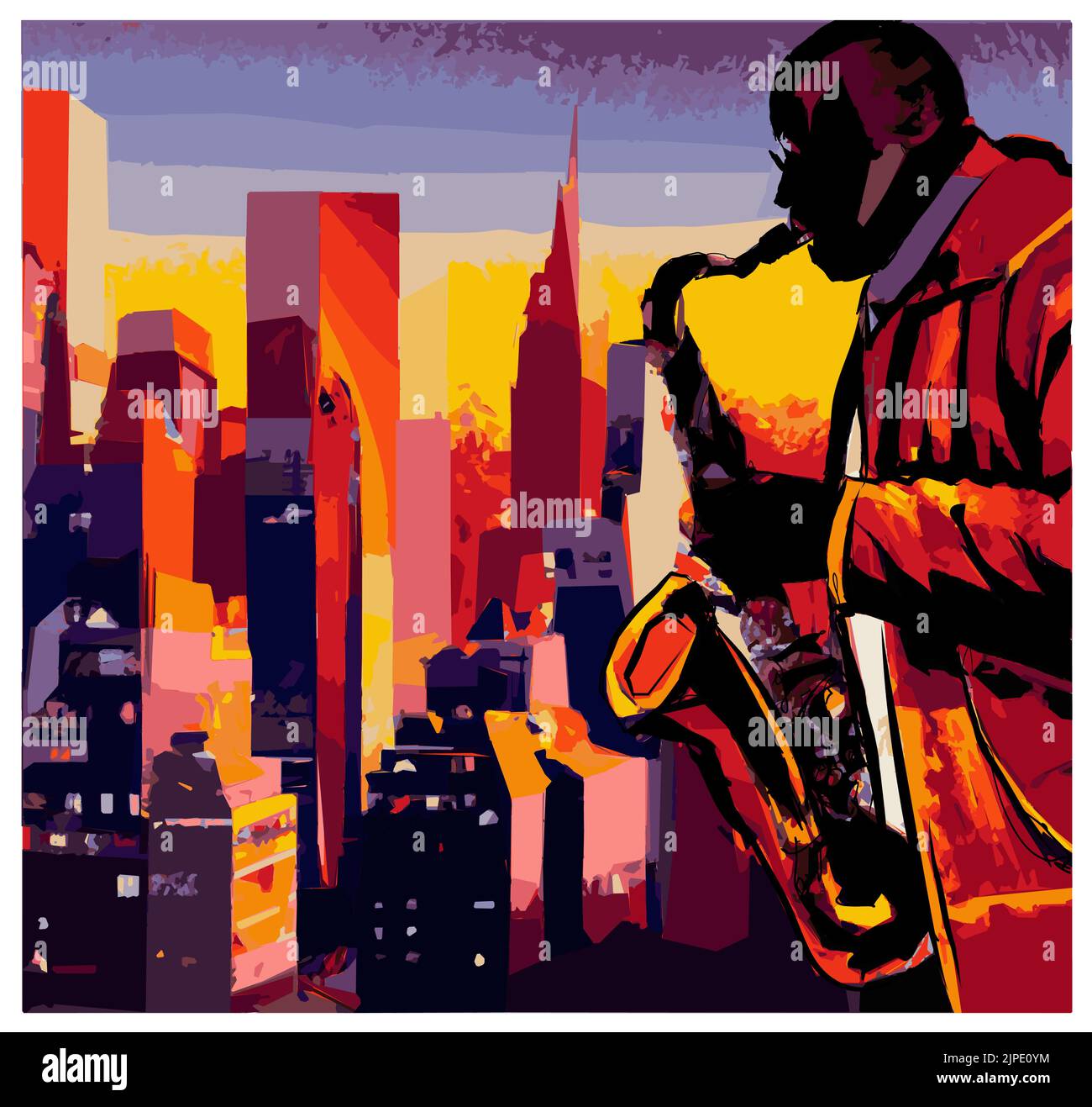Jazz saxophonist in New York - vector illustration (Ideal for printing ...