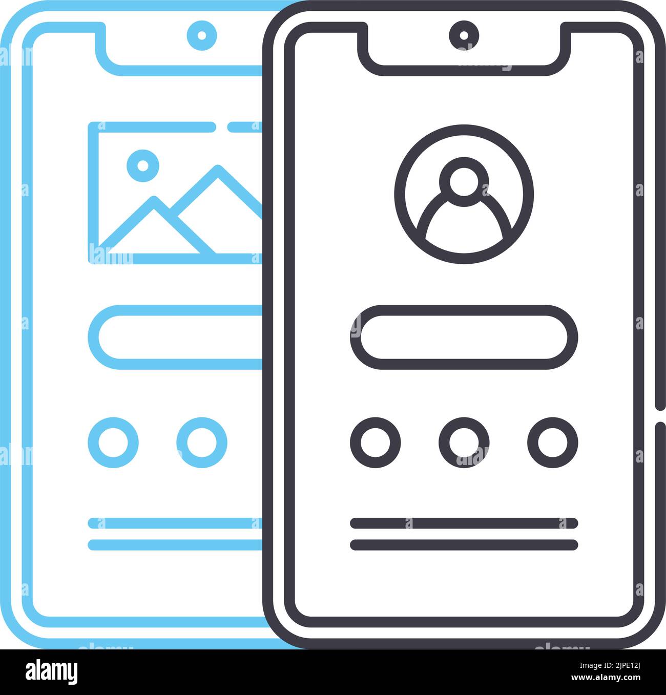 high fidelity wireframes line icon, outline symbol, vector illustration ...