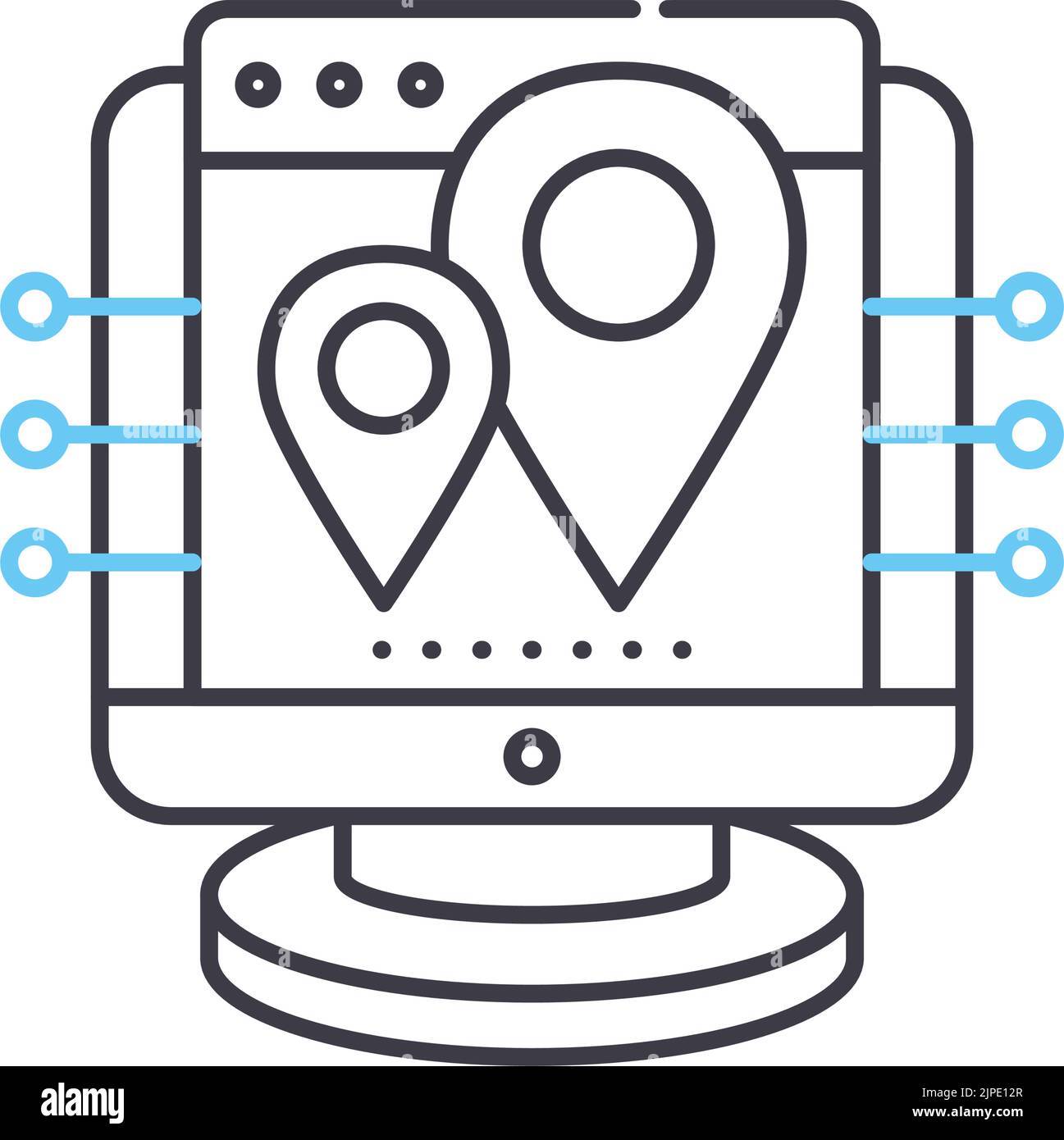 website map line icon, outline symbol, vector illustration, concept ...