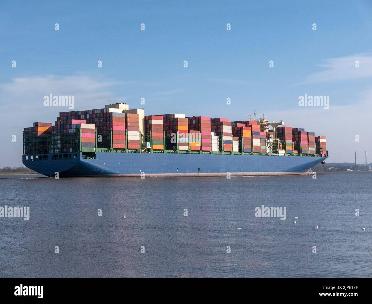 elbe river, container ship, elbe rivers, container ships Stock Photo ...