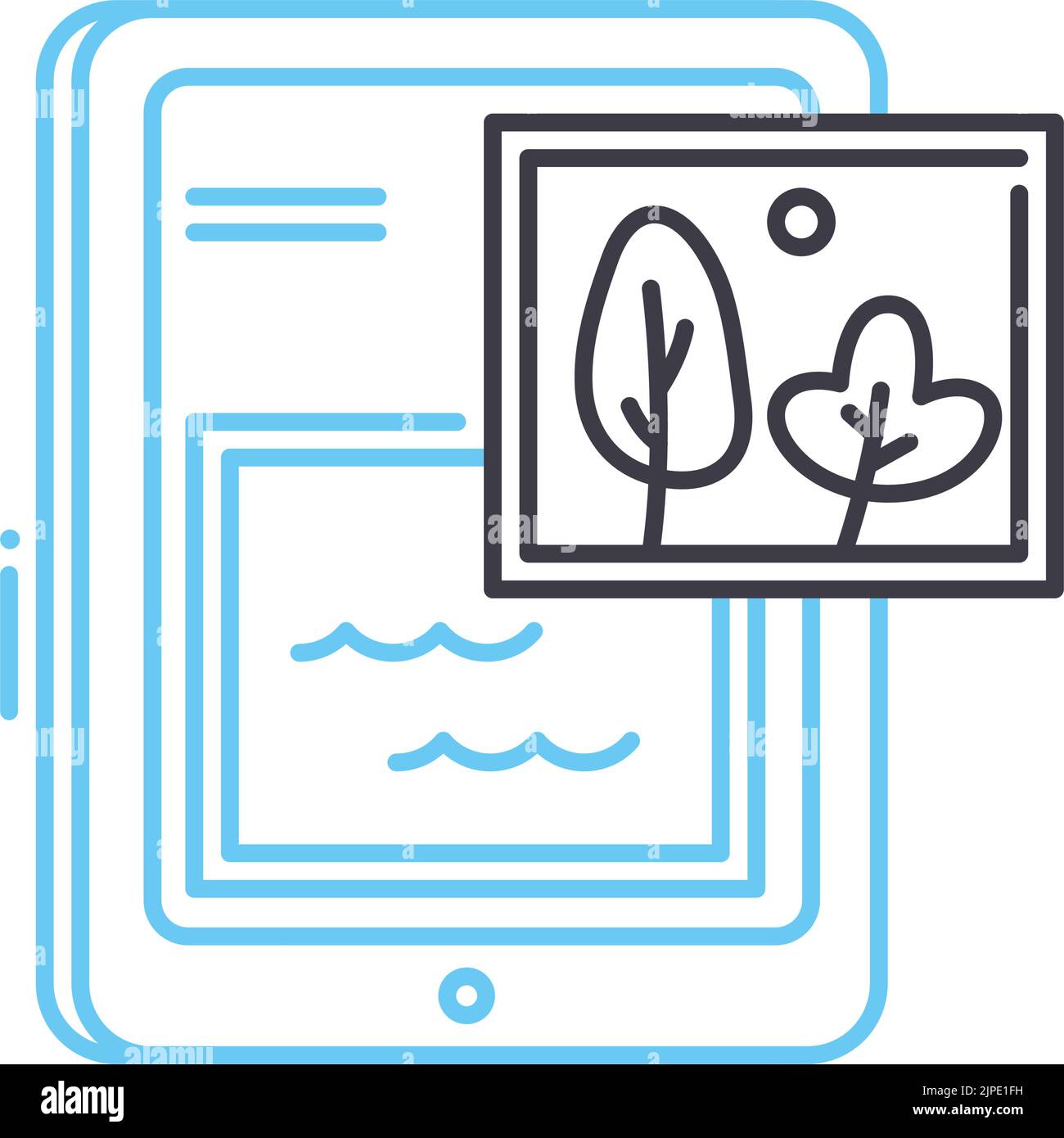 landscape photo line icon, outline symbol, vector illustration, concept ...