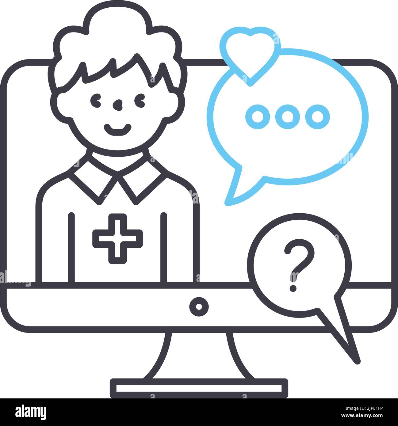 online counceling line icon, outline symbol, vector illustration ...