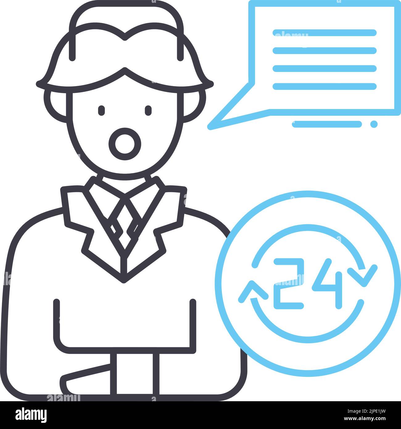 news reporter line icon, outline symbol, vector illustration, concept ...