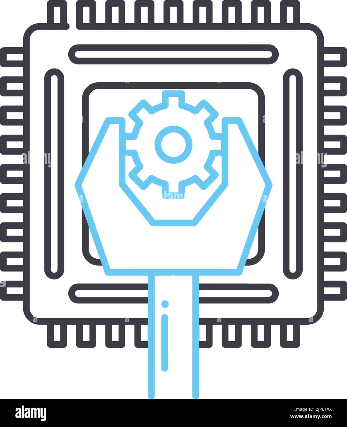 processor line icon, outline symbol, vector illustration, concept sign ...