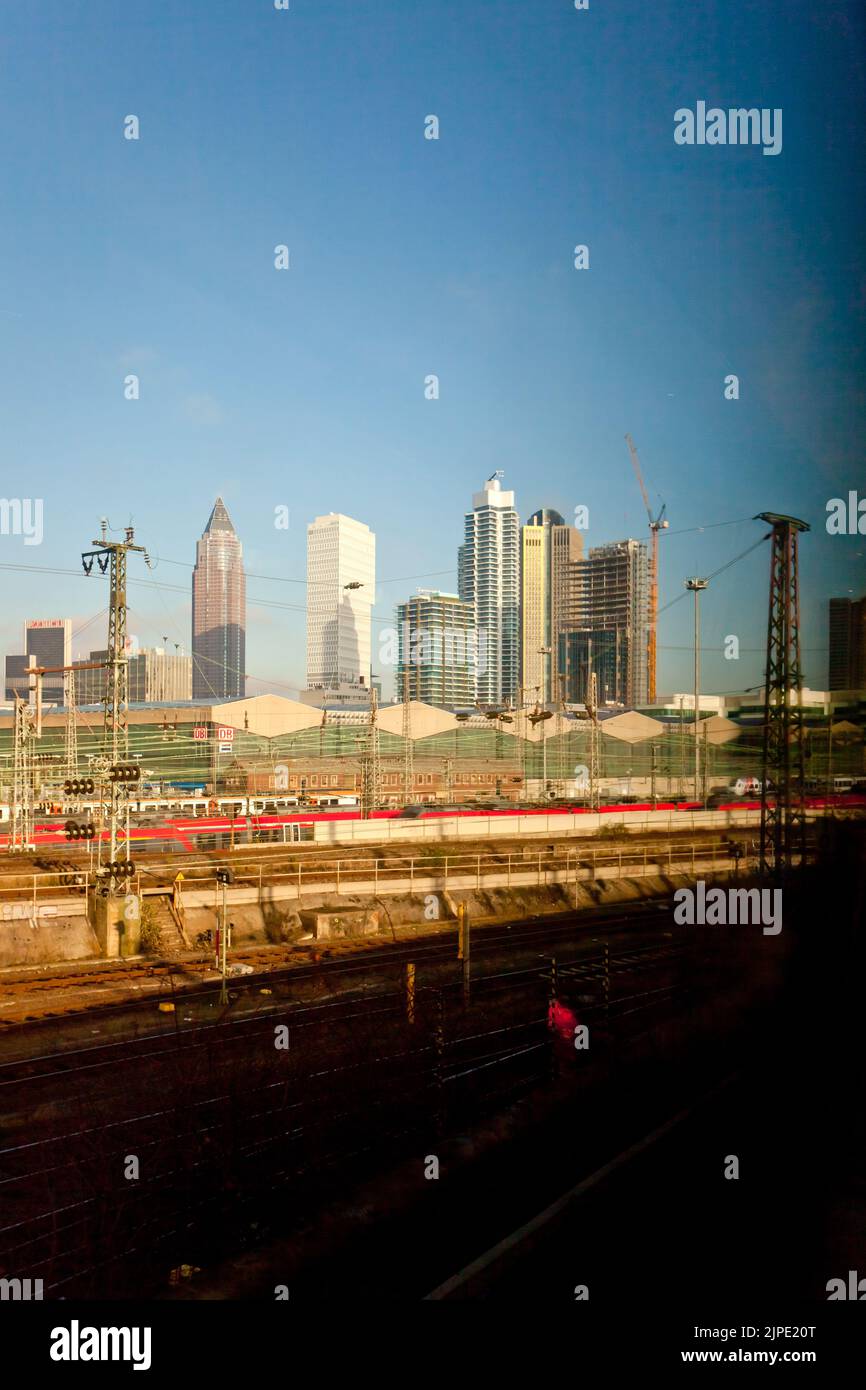 railroad station, frankfurt, financial district, railroad stations ...