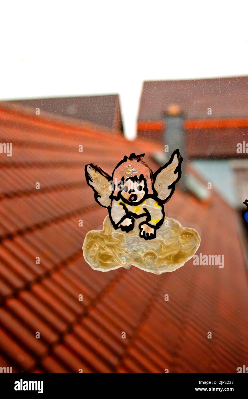 window glass, christmas angel, windows, christmas angels Stock Photo ...