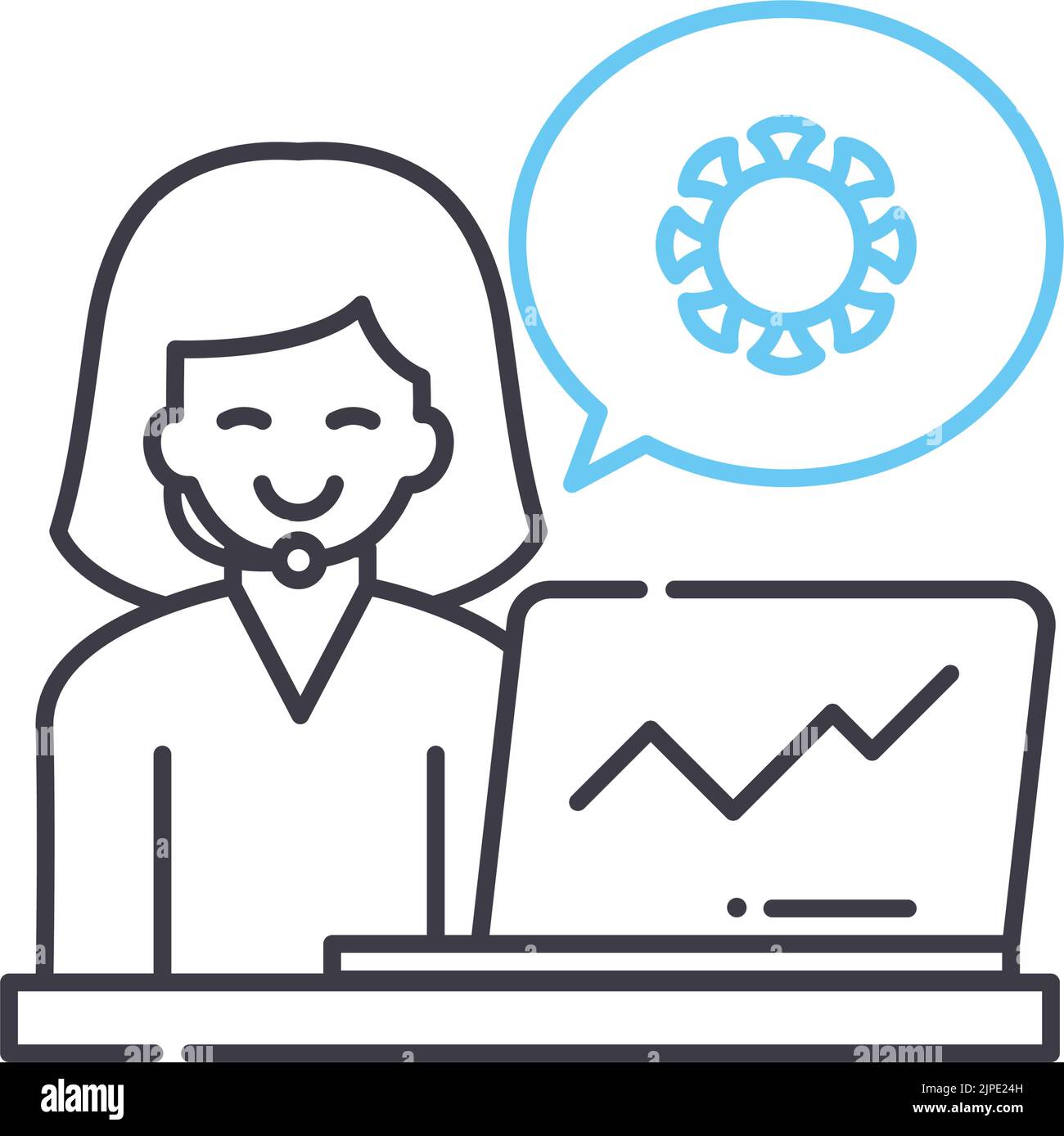 Support System Line Icon Outline Symbol Vector Illustration Concept Sign Stock Vector Image