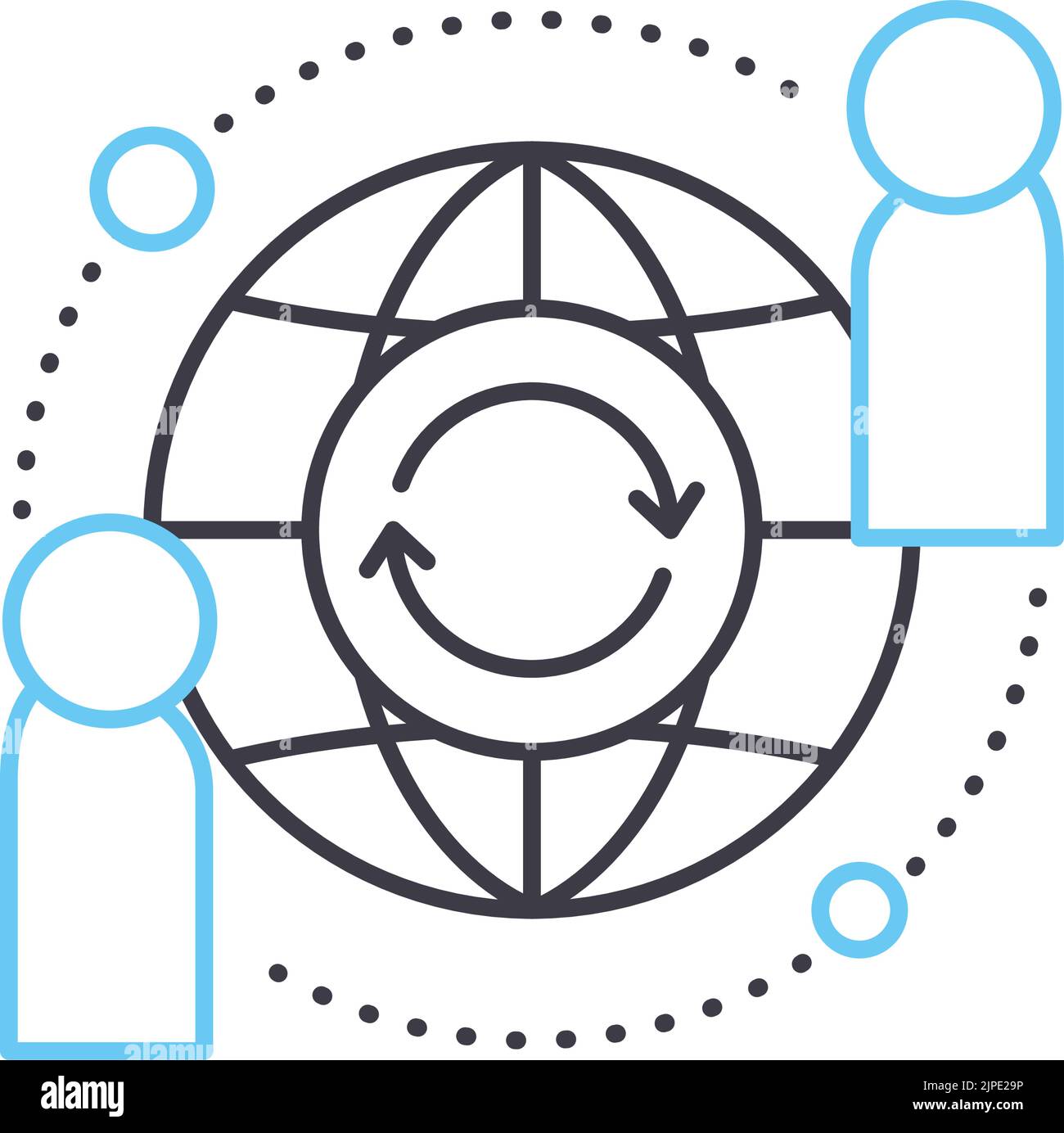 global communication line icon, outline symbol, vector illustration ...