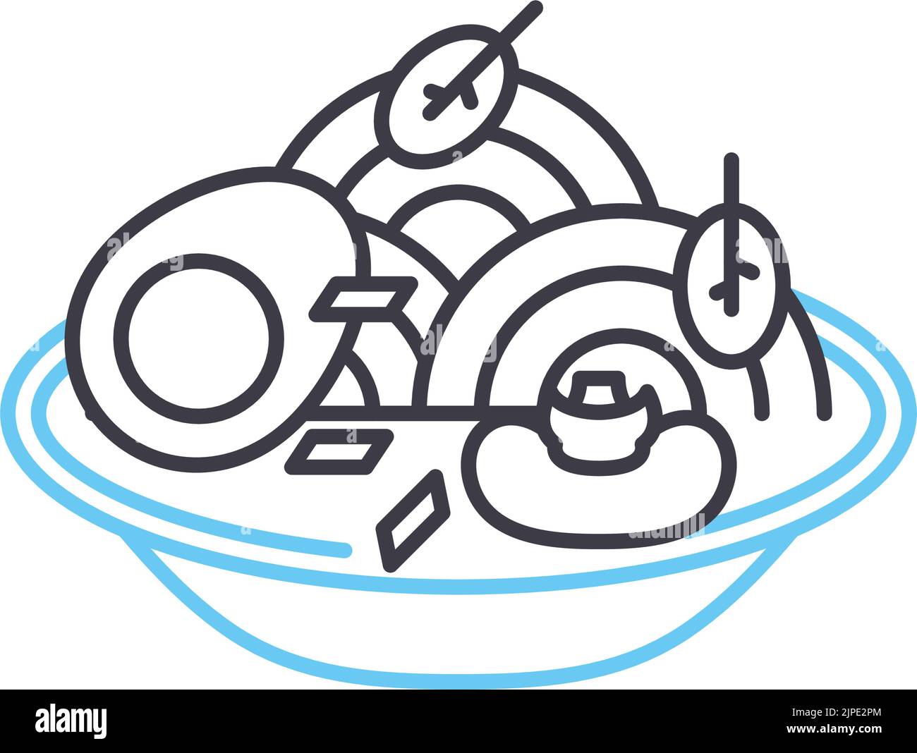 ramen noodles line icon, outline symbol, vector illustration, concept ...