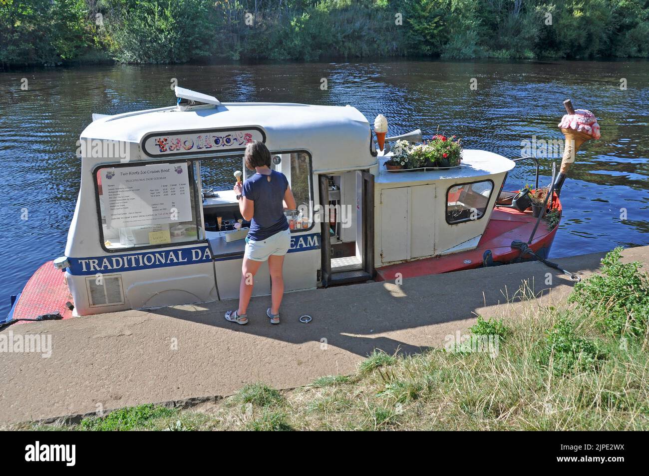Ice cream boat, River Ouse, York Stock Photo - Alamy
