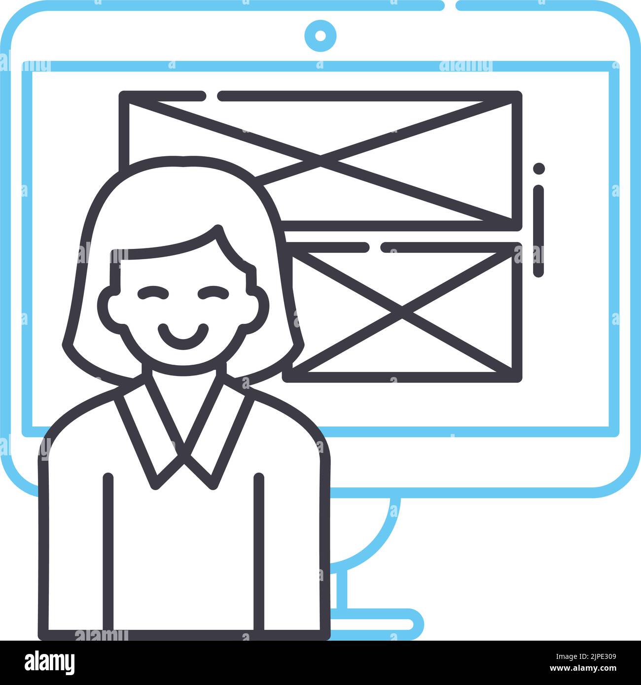 Ux Designer Female Line Icon Outline Symbol Vector Illustration