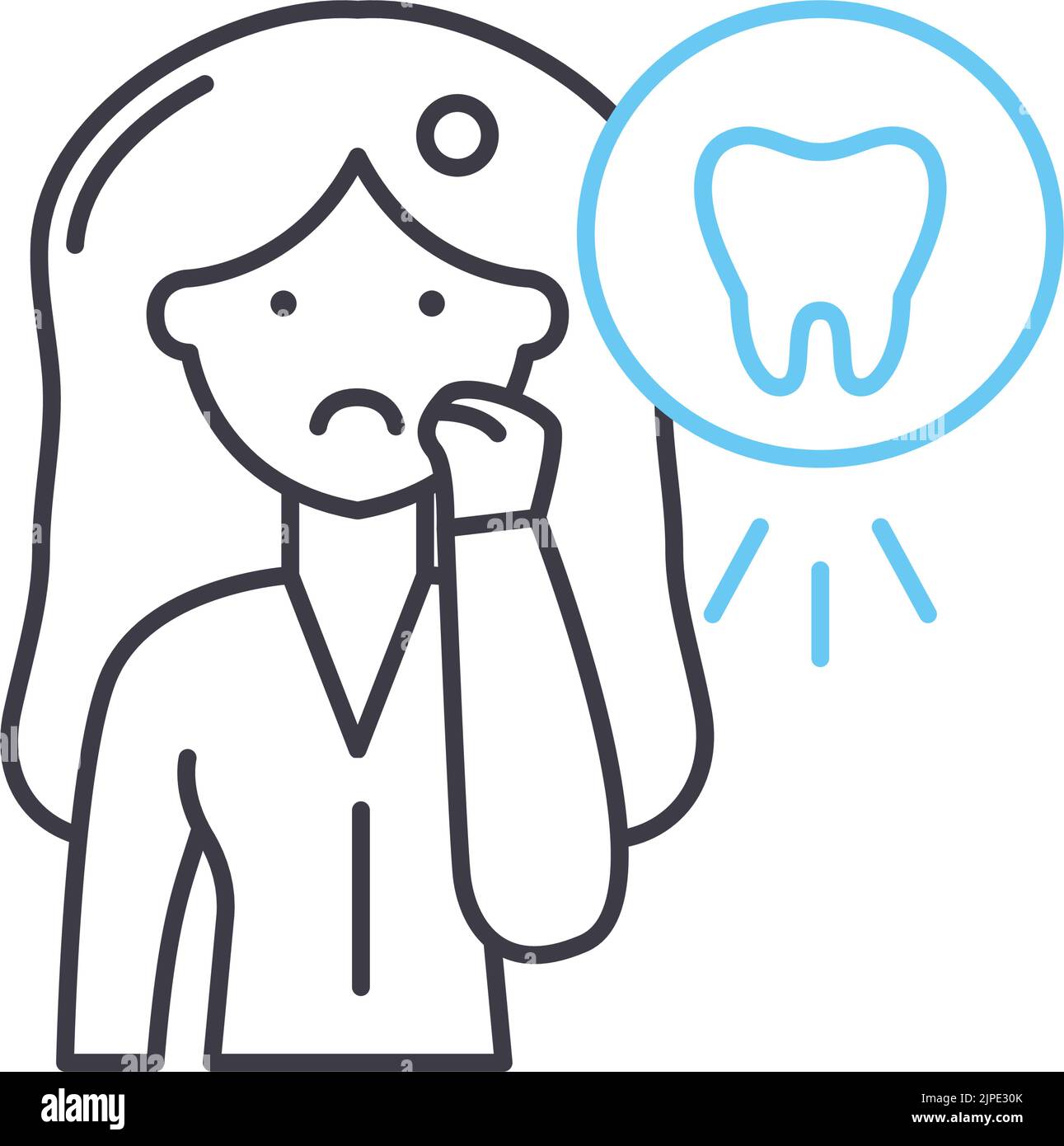 toothache line icon, outline symbol, vector illustration, concept sign ...
