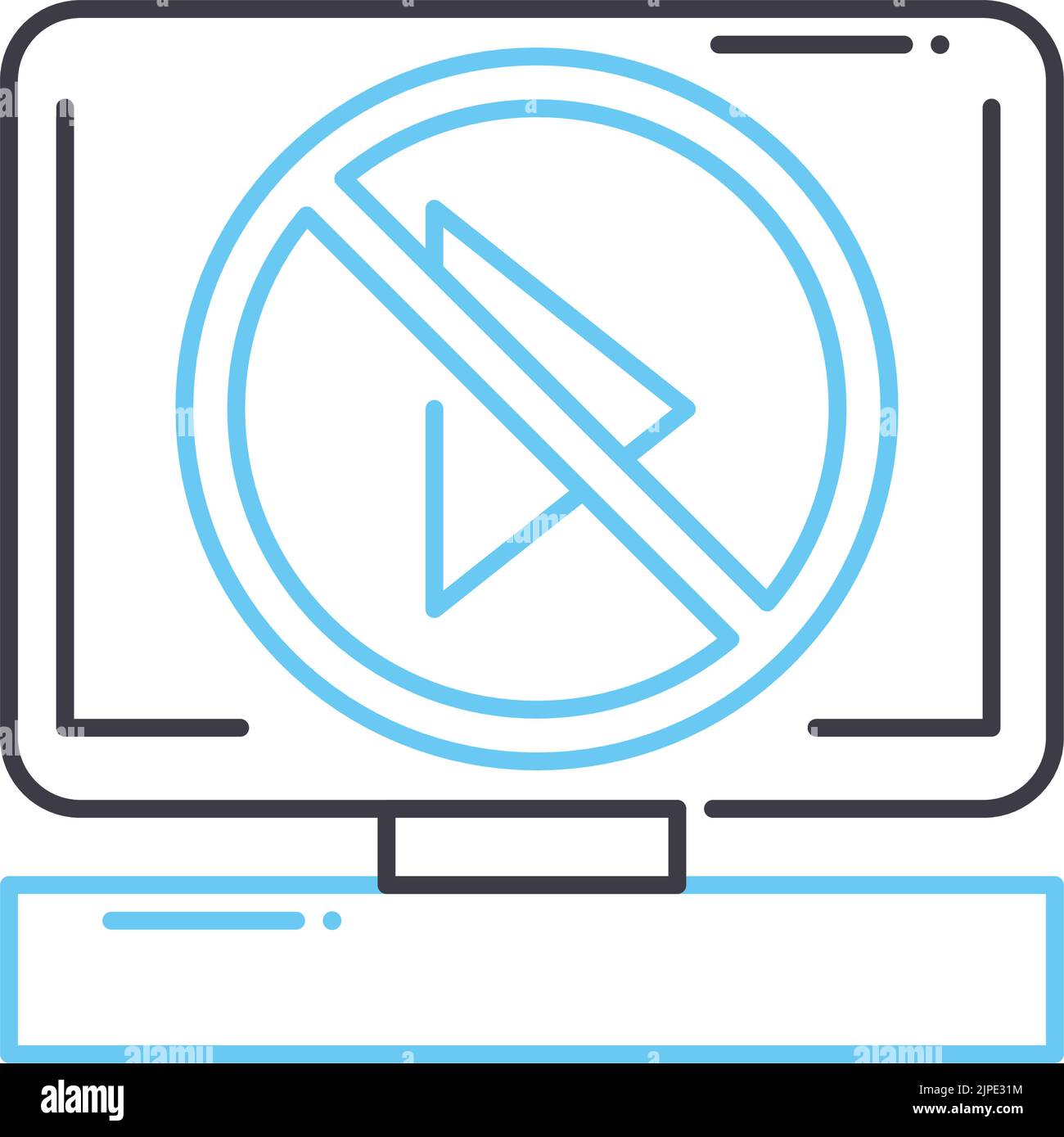 stop movie line icon, outline symbol, vector illustration, concept sign ...