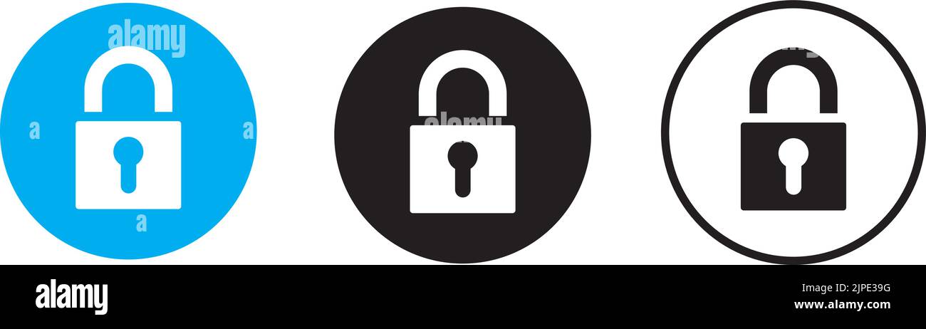 A set of different colored padlocks in circles isolated on a white ...