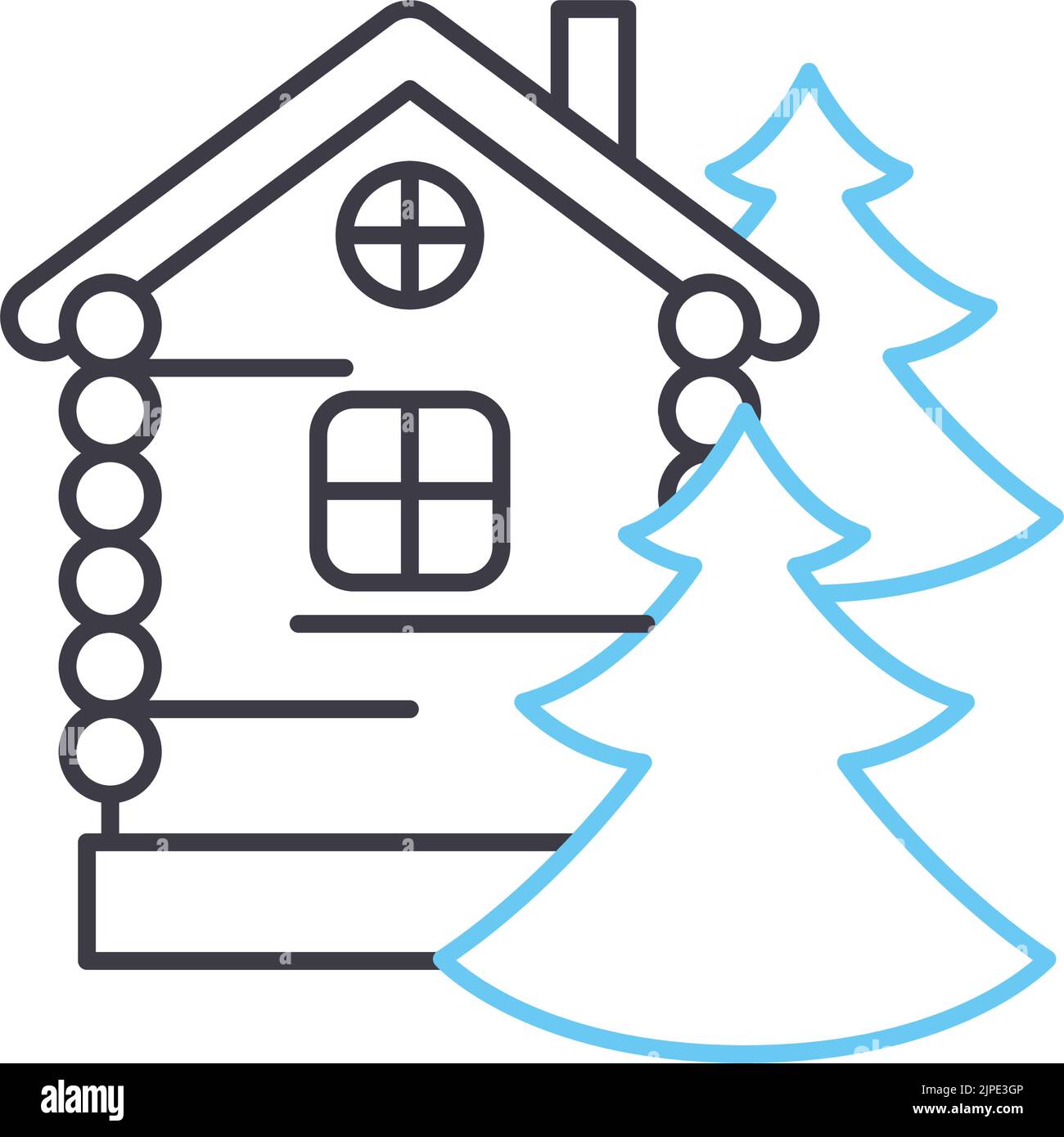 house in the snow line icon, outline symbol, vector illustration ...