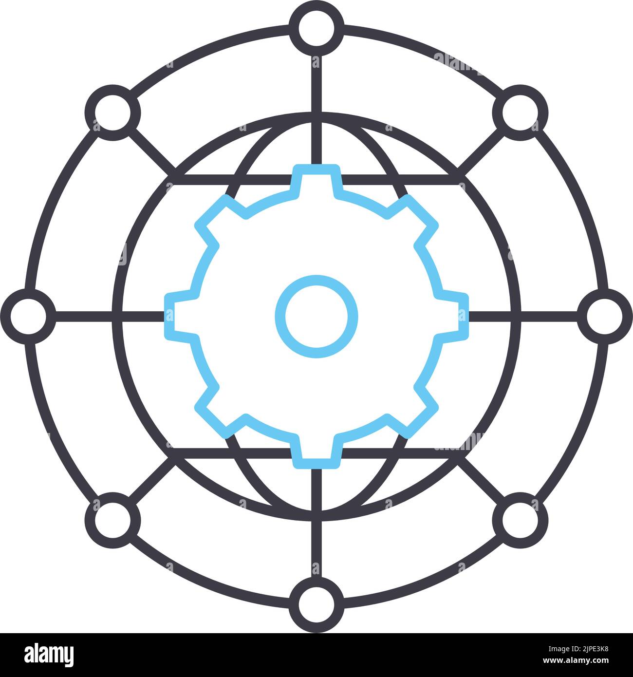 global management line icon, outline symbol, vector illustration ...
