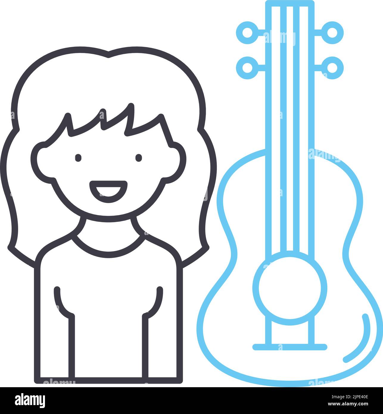 music teacher female line icon, outline symbol, vector illustration ...