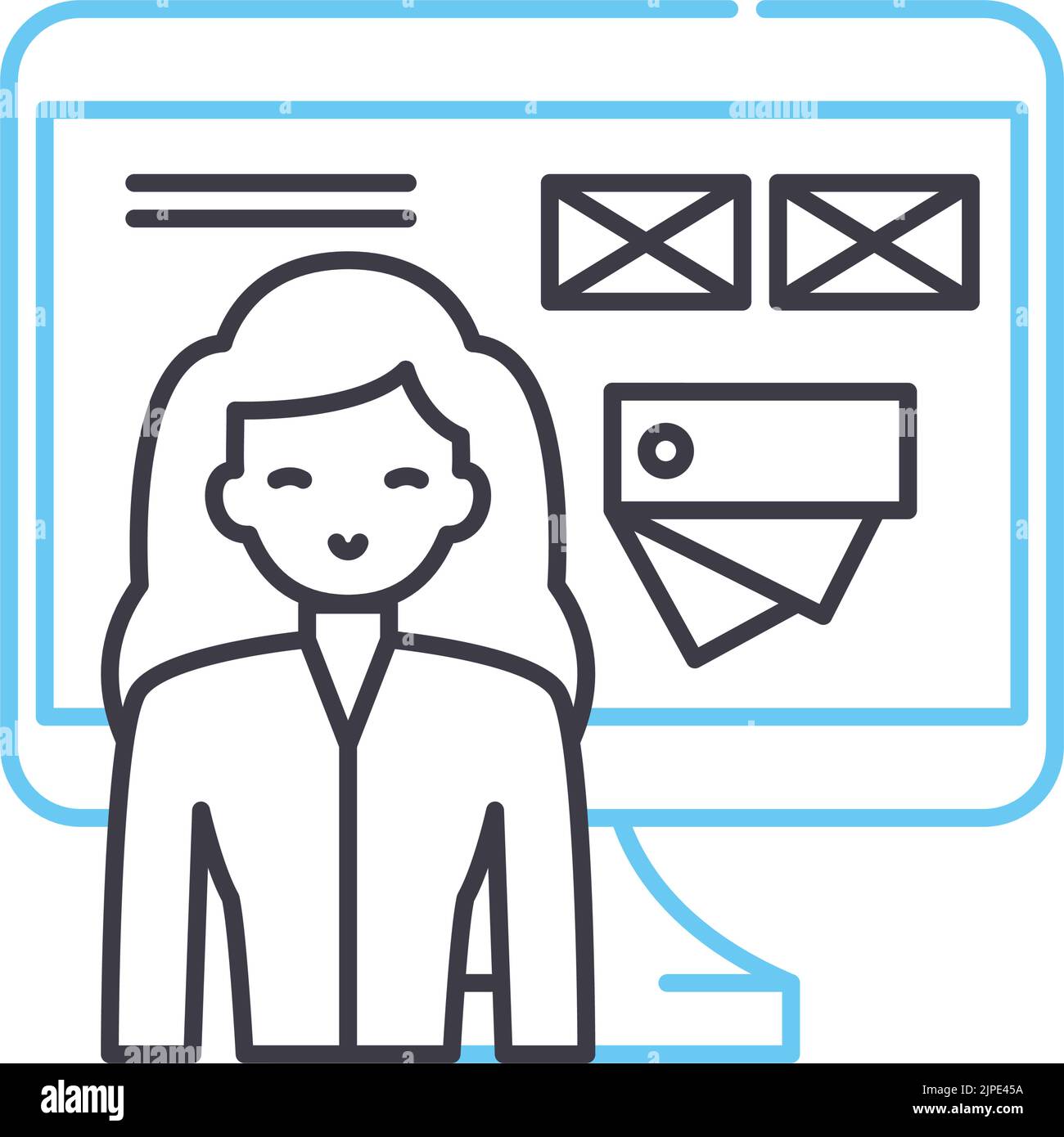 full stack designer line icon, outline symbol, vector illustration ...