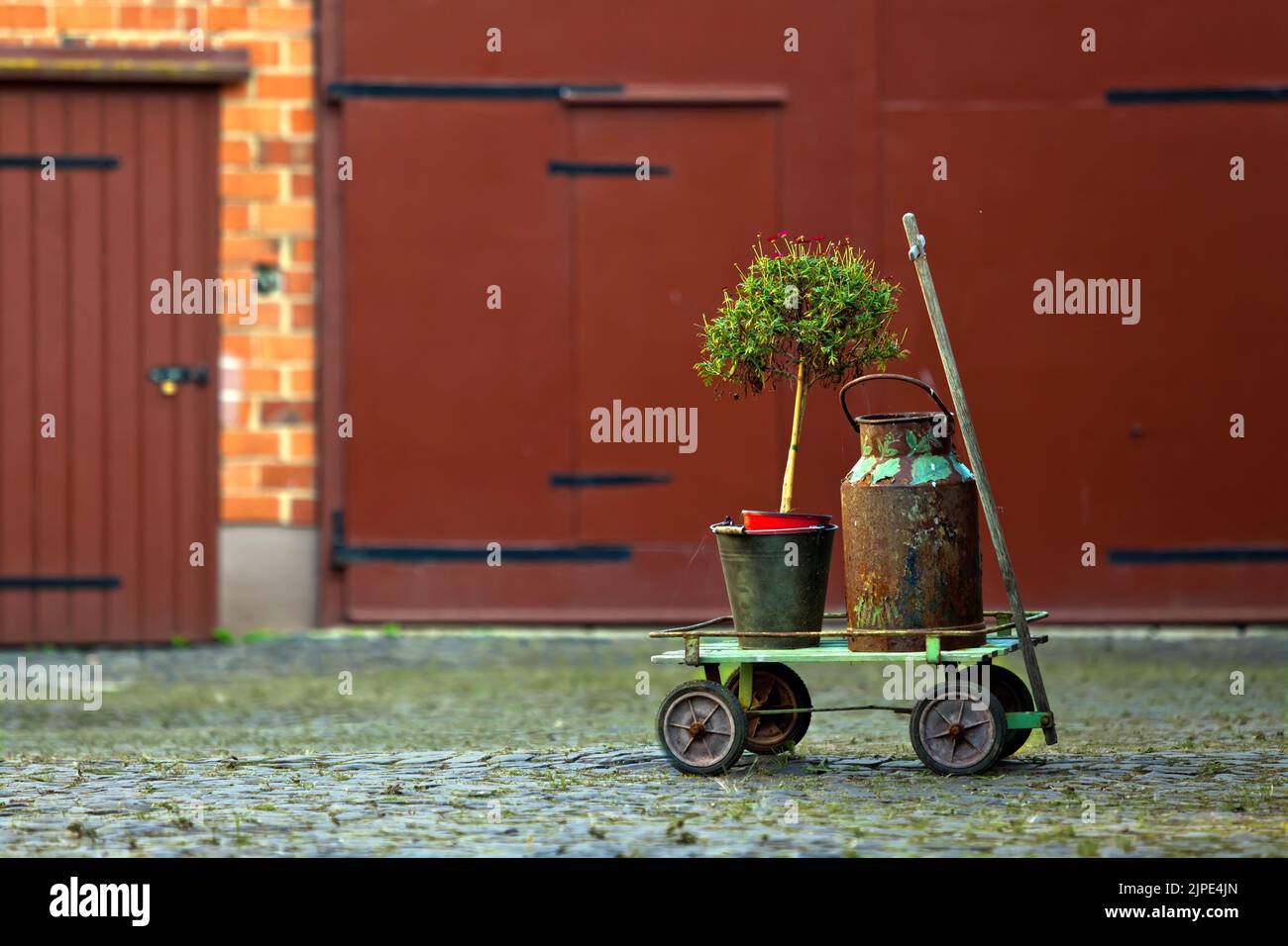 milk canister, potted plant, cart, milk canisters, potted plants, carts ...