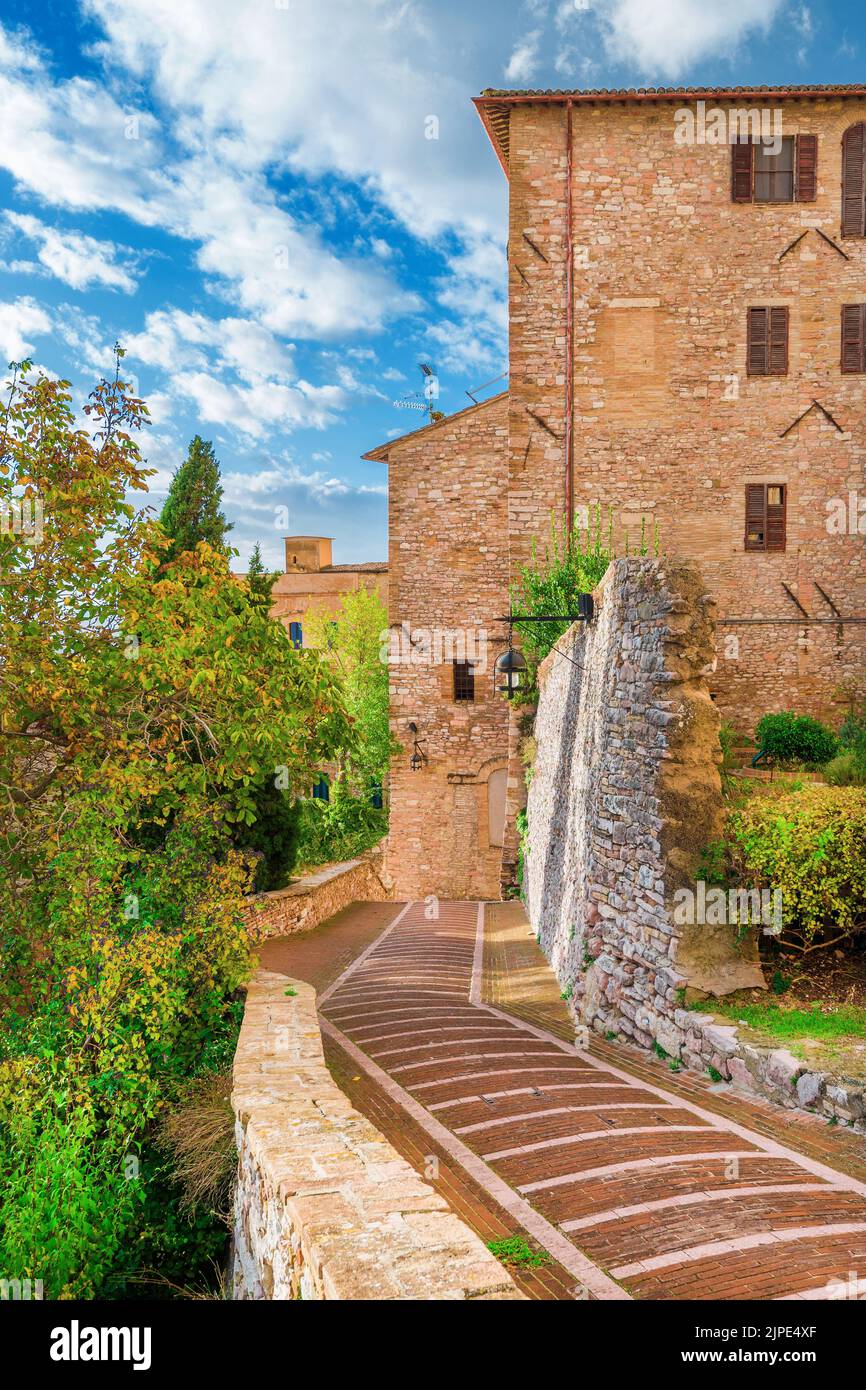 Assisi beautiful medieval historical center road Stock Photo - Alamy