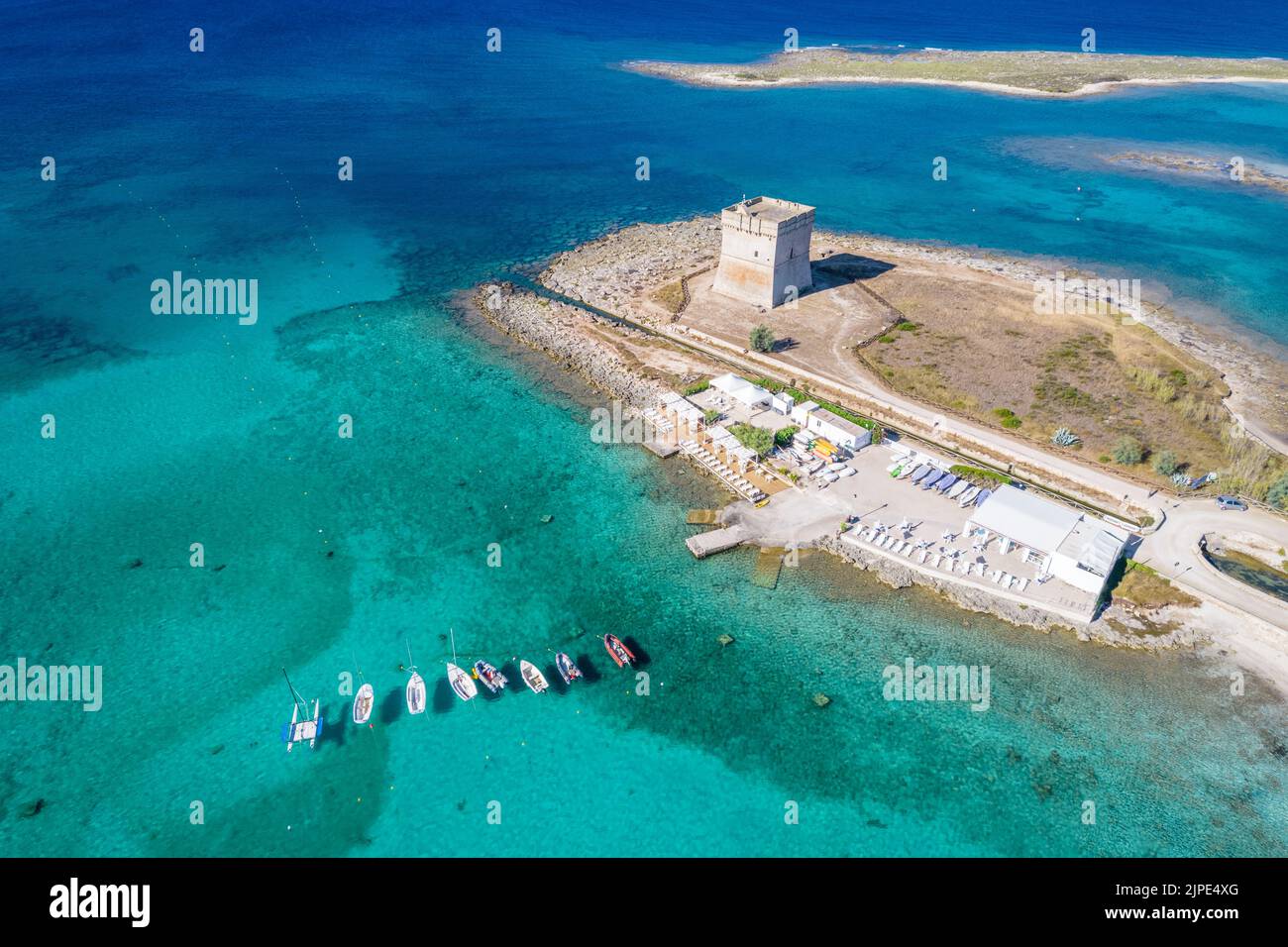 Aerial view of porto cesareo and the heart isle. Puglia, italy Stock ...