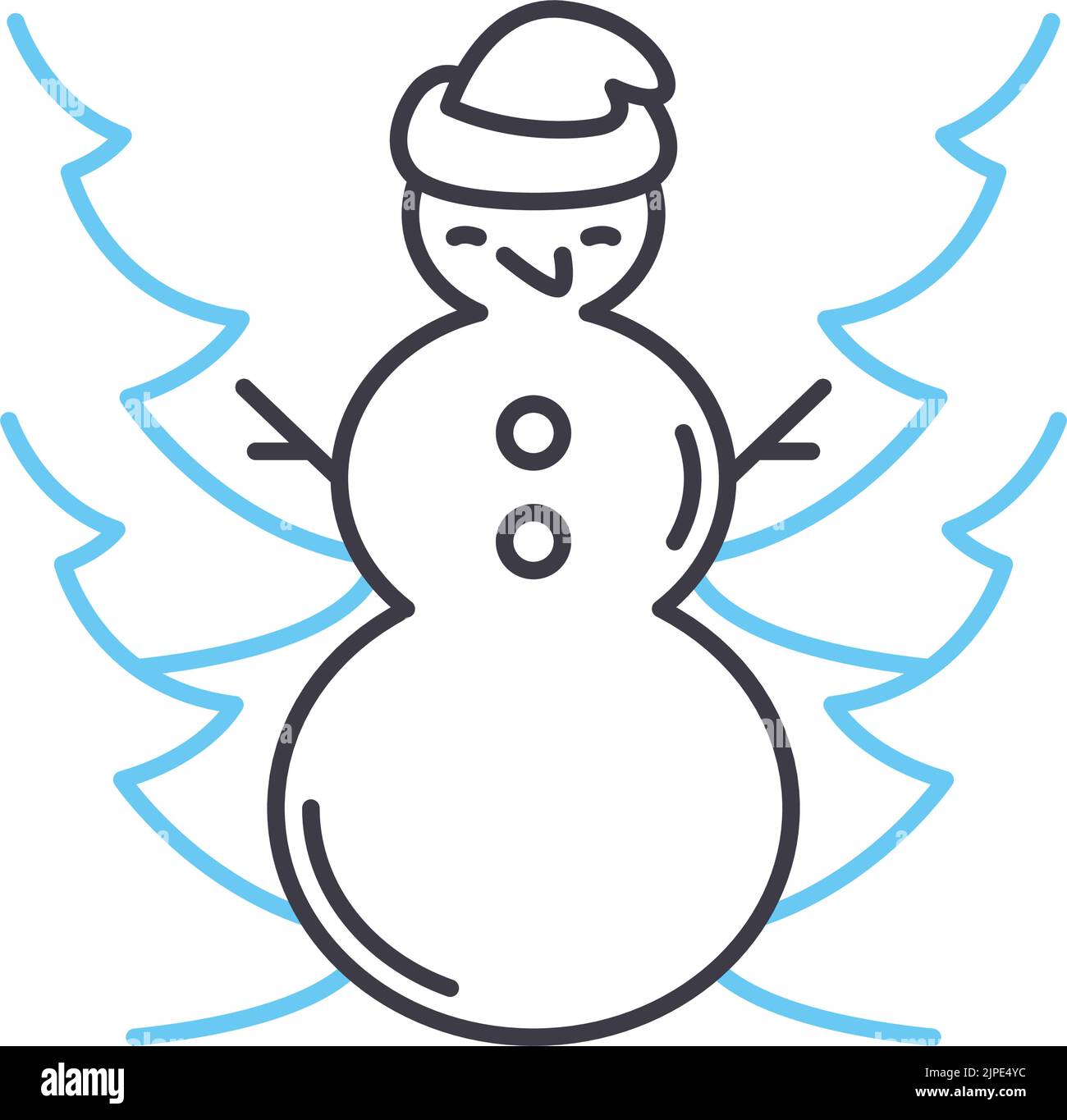 snowman line icon, outline symbol, vector illustration, concept sign ...